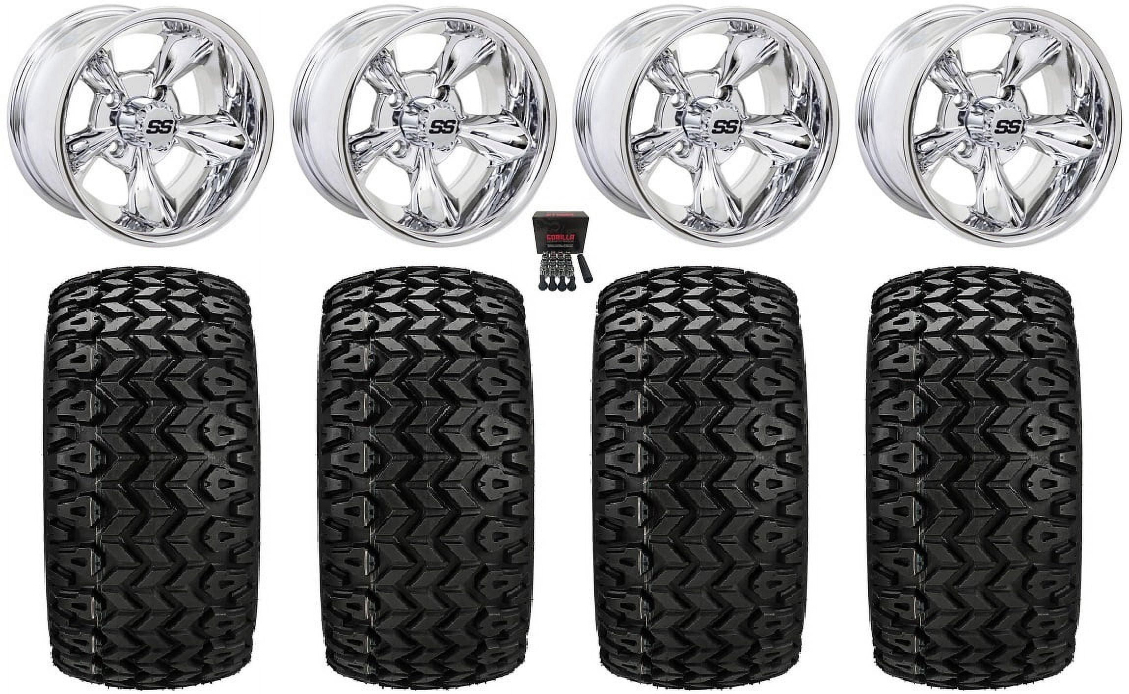 GTW Godfather 10" Golf Wheels Chrome 22" Sierra Tires Yamaha - Walmart.com