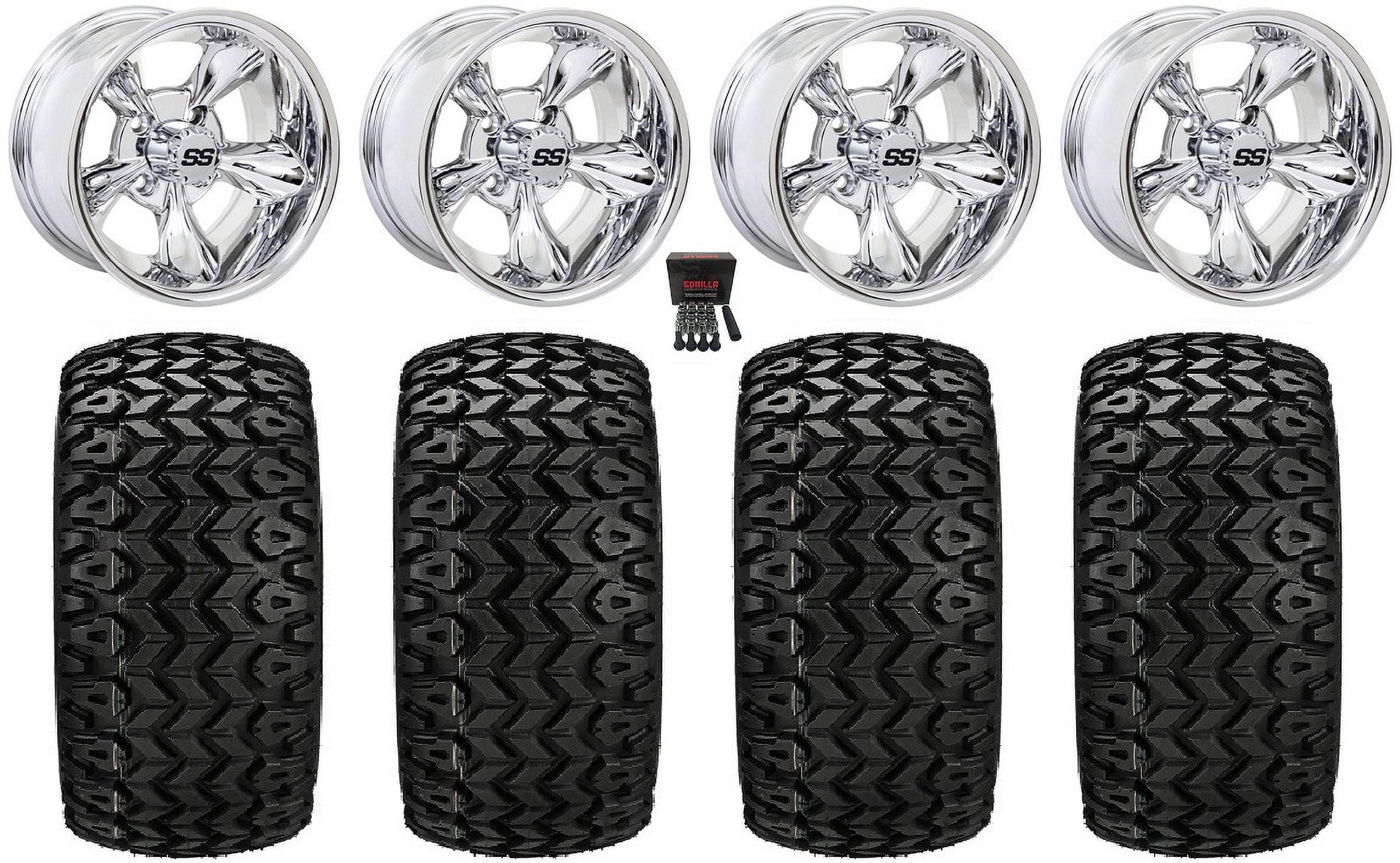 GTW Godfather 14" Golf Wheels Chrome 23" Sierra Sport Tires E-Z-GO ...