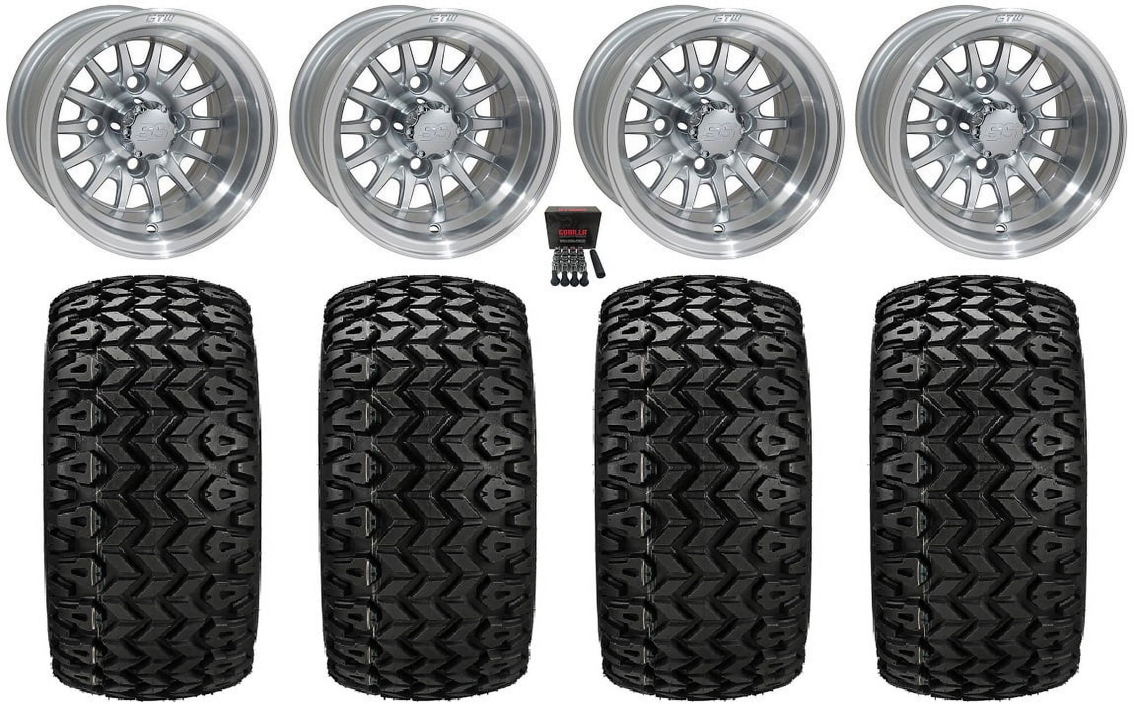 GTW Medusa 10" Golf Wheels Silver 20" Sierra Sport Tires E-Z-GO & Club ...