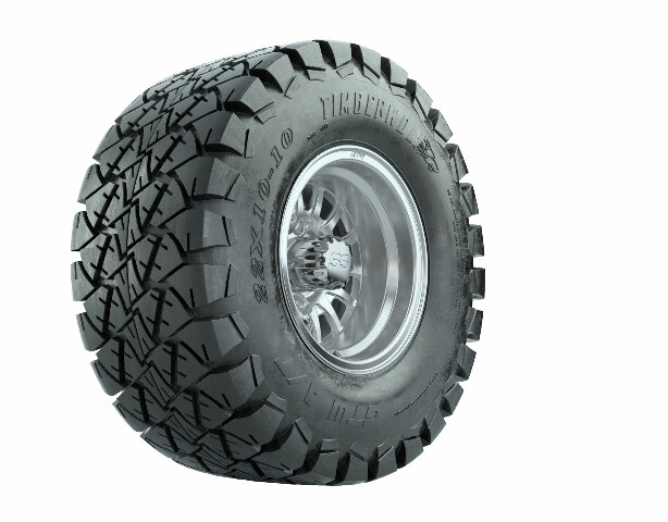 GTW Medusa 10 inch Machined/Silver Finish Golf Cart Wheels on 22x10-10 ...