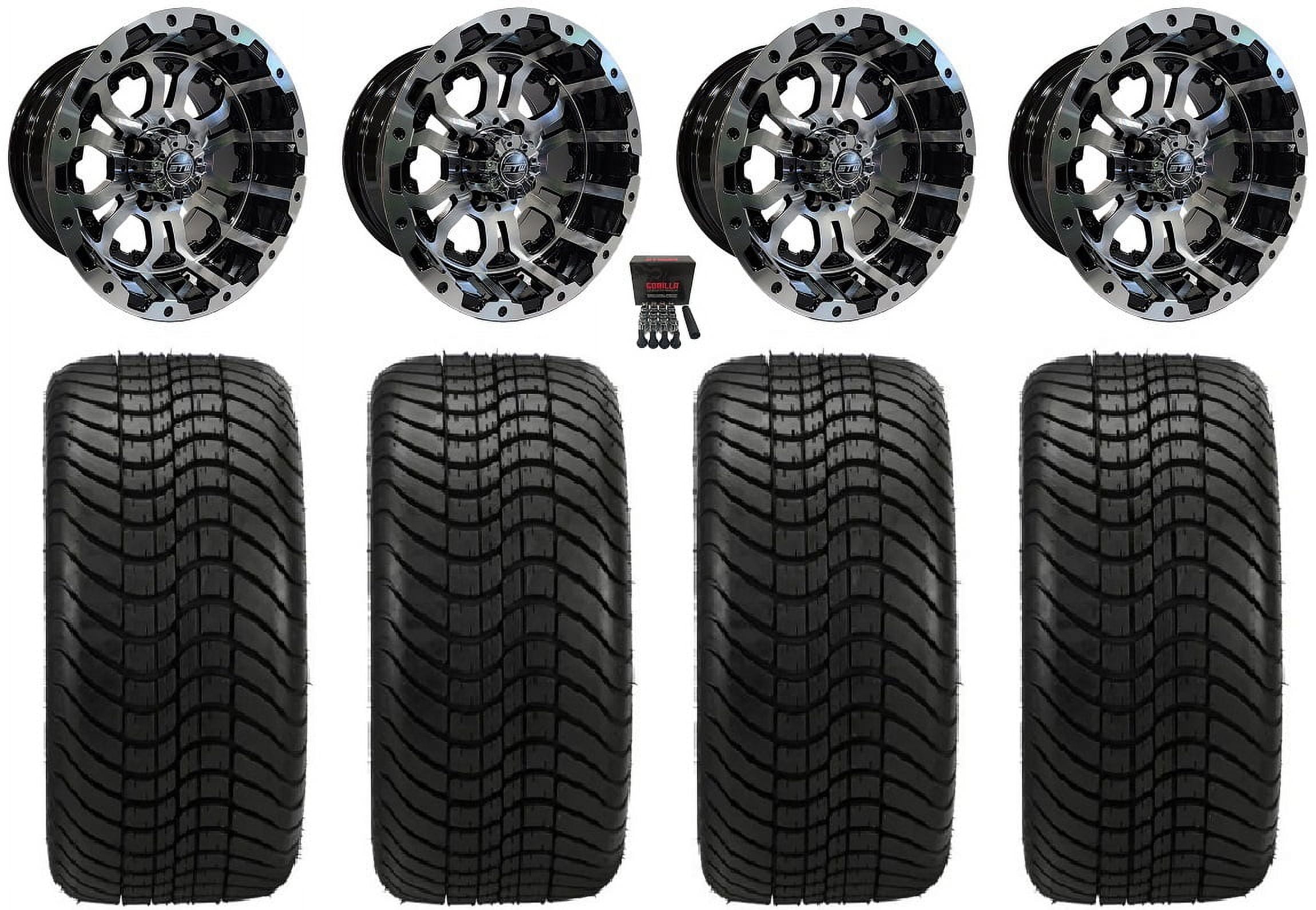 GTW Omega 12" Golf Cart Wheels Machined Elite 215x35-12 Tires Yamaha ...