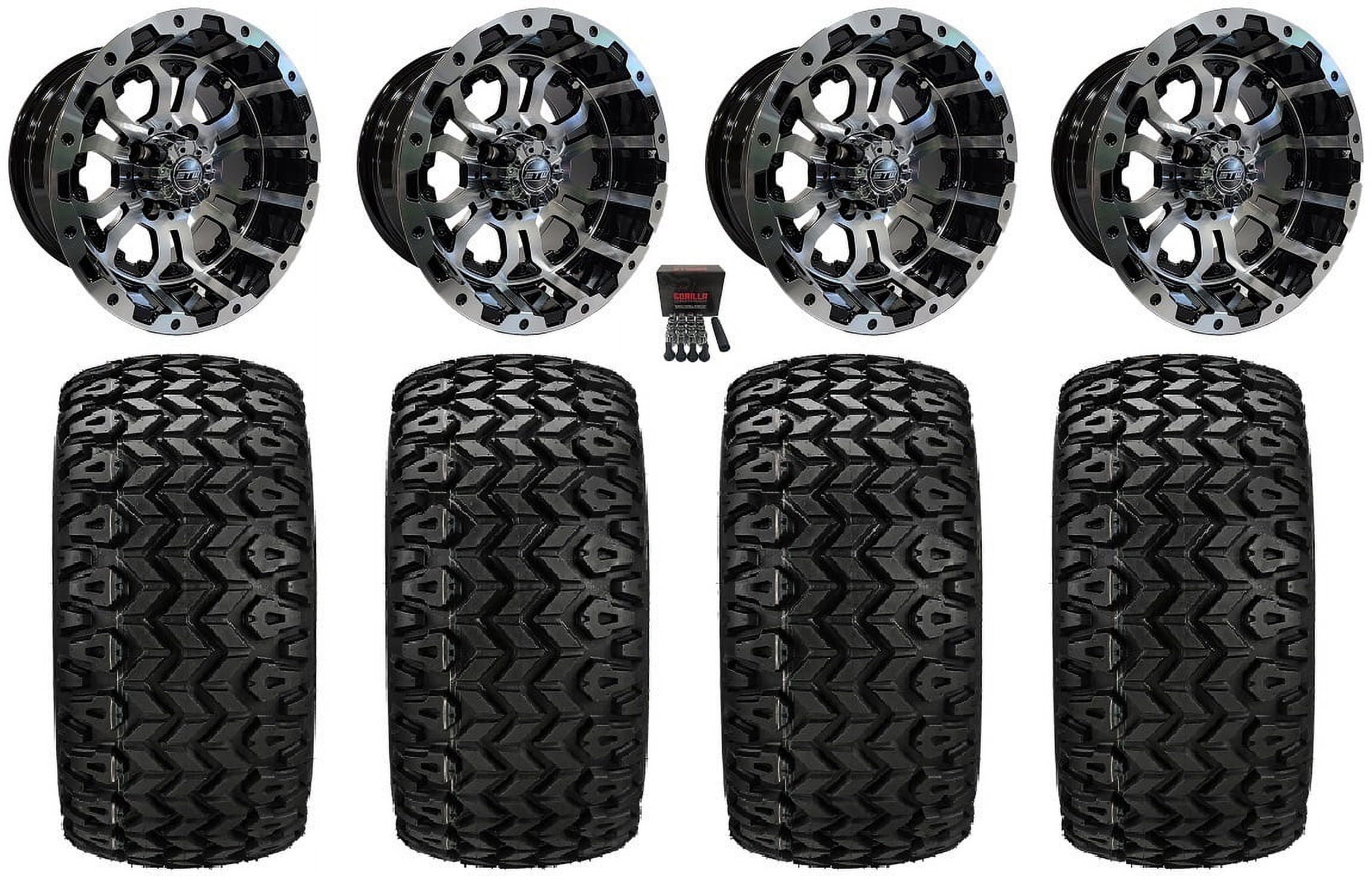 GTW Omega 12" Golf Wheels Machined 20" Sierra Sport Tires E-Z-GO & Club ...