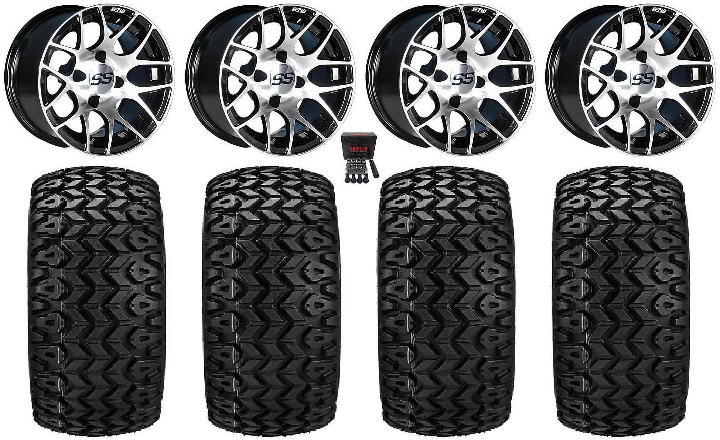 GTW Pursuit 12" Golf Cart Wheels Black 23" Sierra Tires E-Z-GO & Club ...