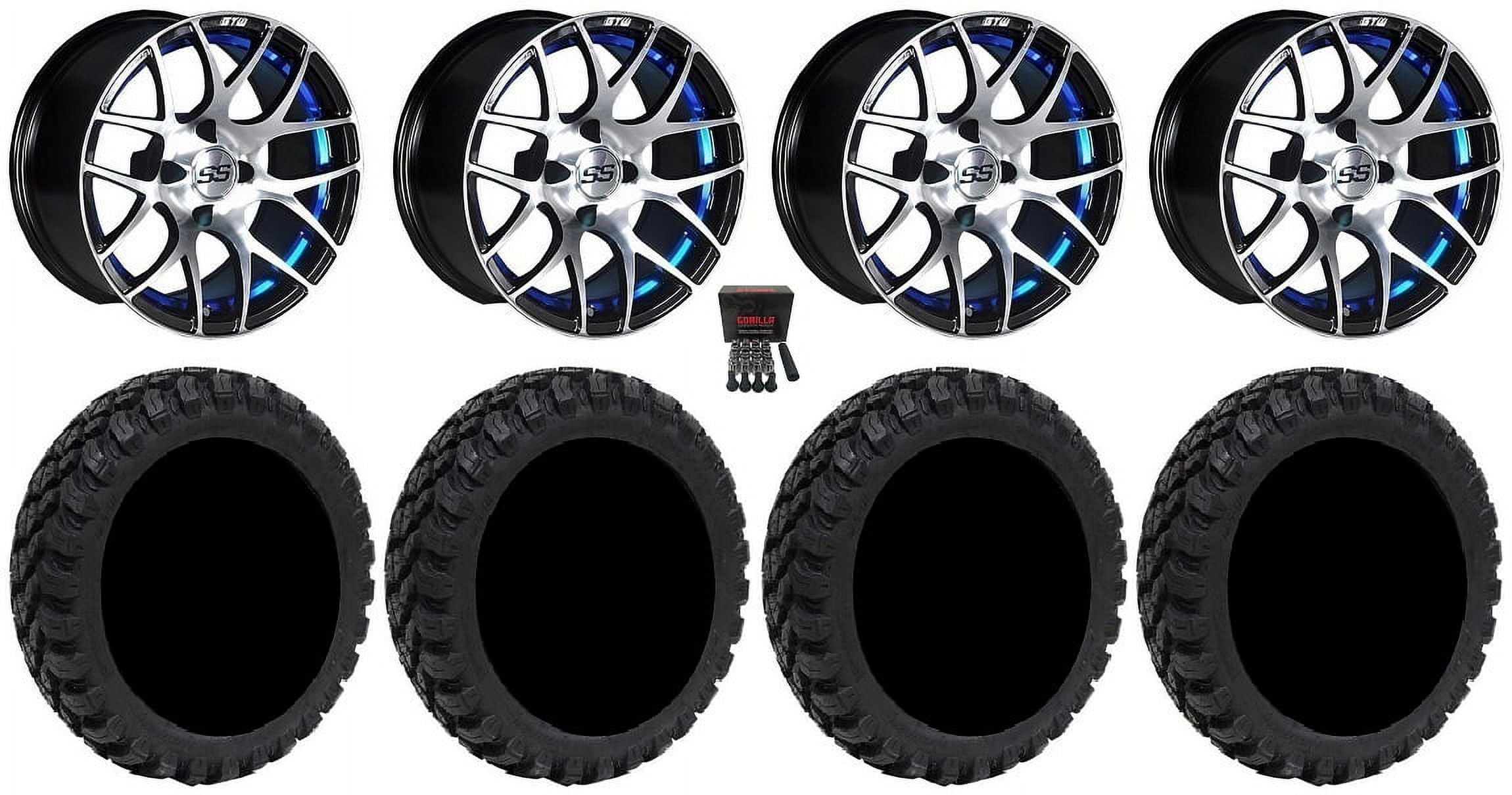 GTW Pursuit 14" Golf Cart Wheels Blue 23" Nomad Tires Yamaha - Walmart.com