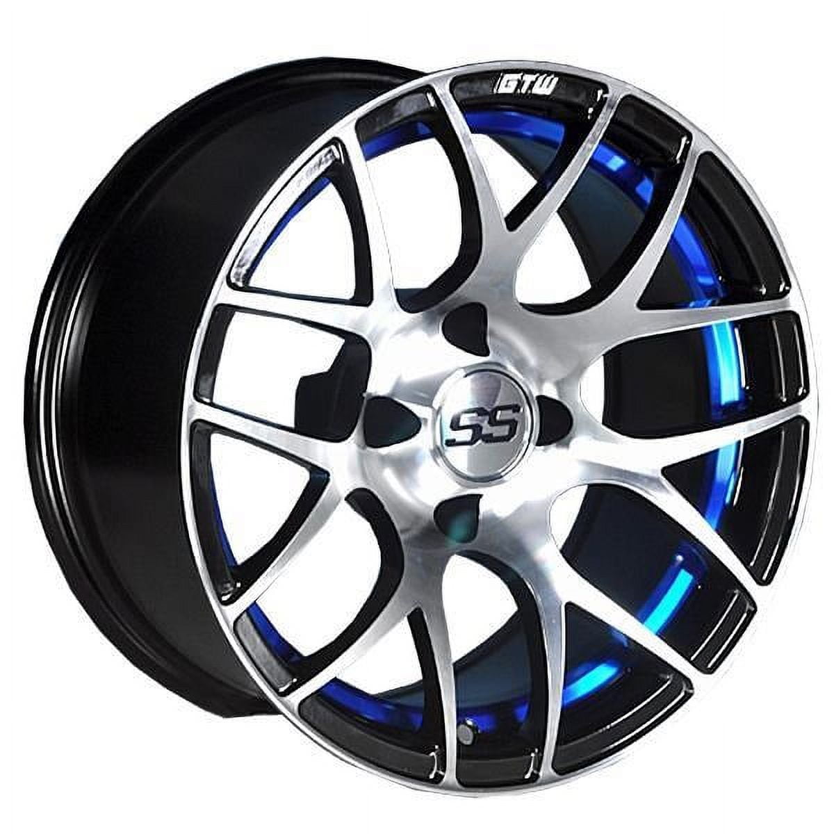 GTW Pursuit 14x7 Golf Cart Wheel - Gloss Black/Blue (4/4) 3+4 [19-105 ...