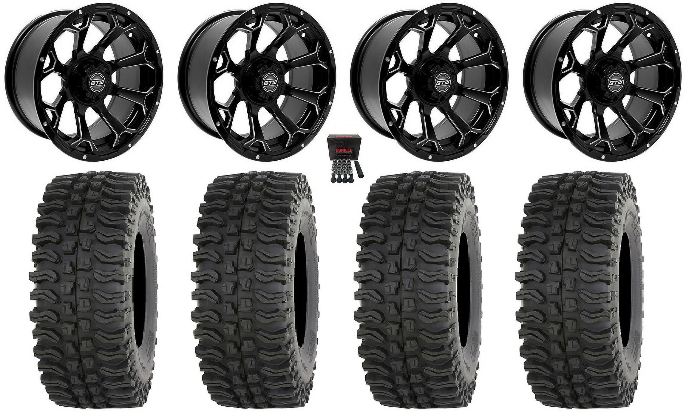 GTW Raven 14" Golf Cart Wheels Black 23" BDC Tires E-Z-GO & Club Car ...