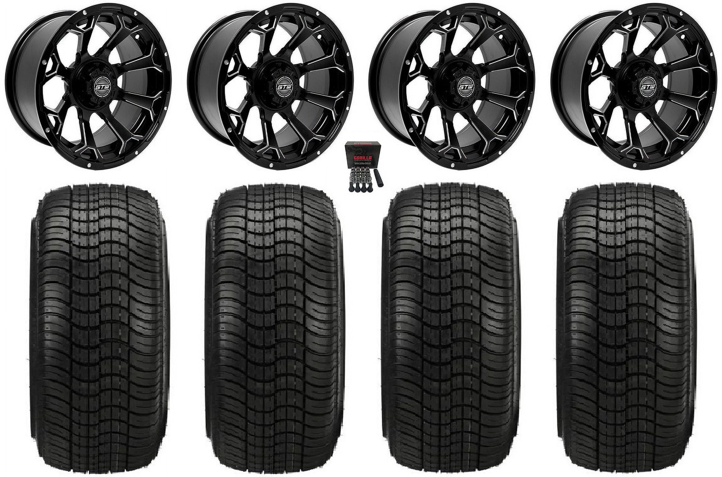 GTW Raven 14" Golf Cart Wheels Black Elite 205x30-14 Tires E-Z-GO ...