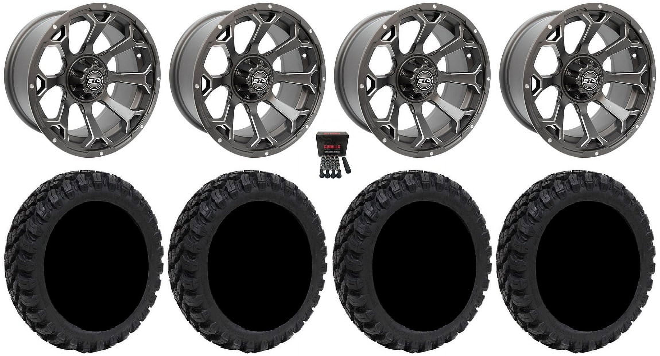GTW Raven 14" Golf Cart Wheels Gray 23" Nomad Tires E-Z-GO & Club Car ...