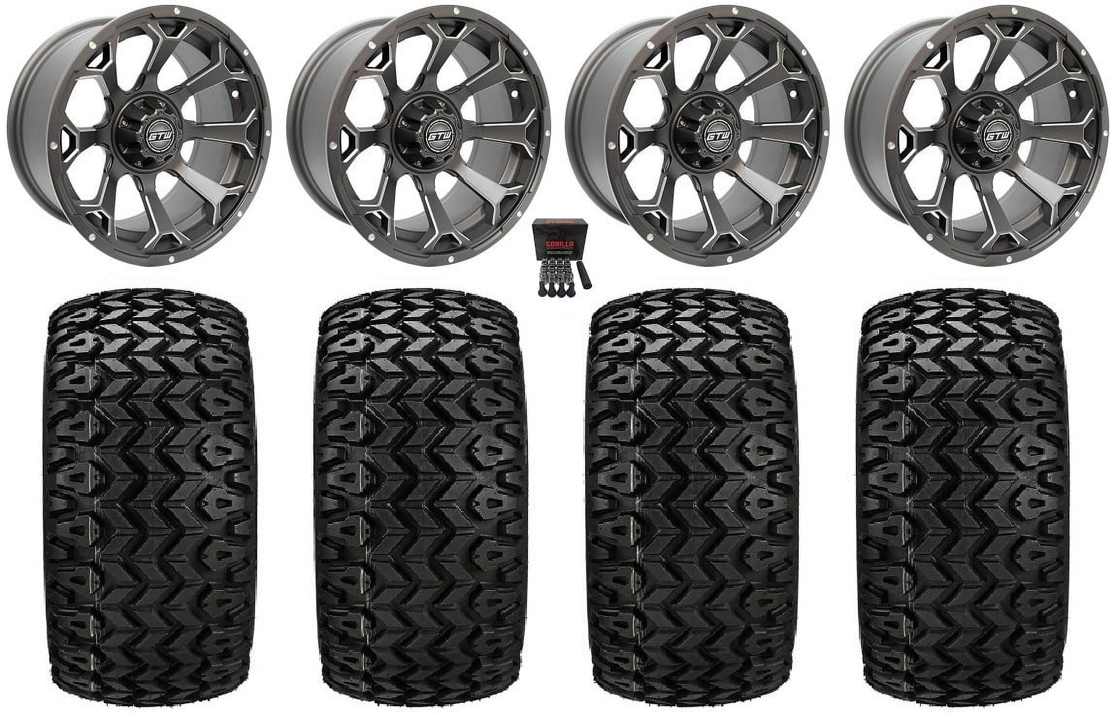 GTW Raven 14" Golf Cart Wheels Gray 23" Sierra Sport Tires Yamaha ...