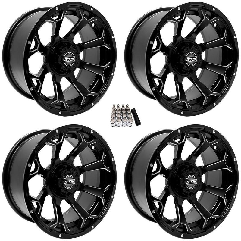 GTW Raven 14" Golf Cart Wheels/Rims Black/Milled E-Z-GO & Club Car ...