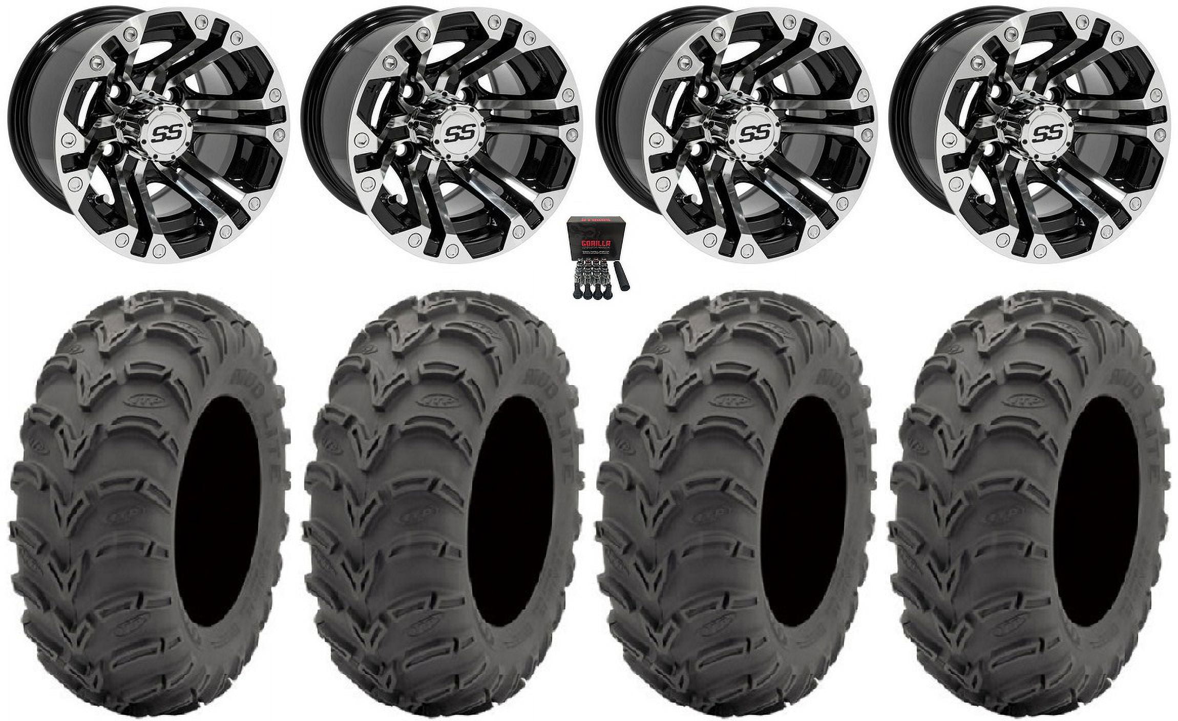 GTW Specter 10" Golf Wheels Mh 24x11-10 Mud Lite AT Tires E-Z-GO & Club ...