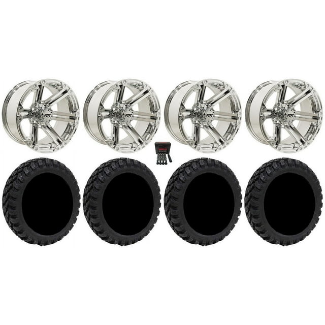 GTW Specter 12" Golf Cart Wheels Chrome 20" Nomad Tires E-Z-GO & Club ...
