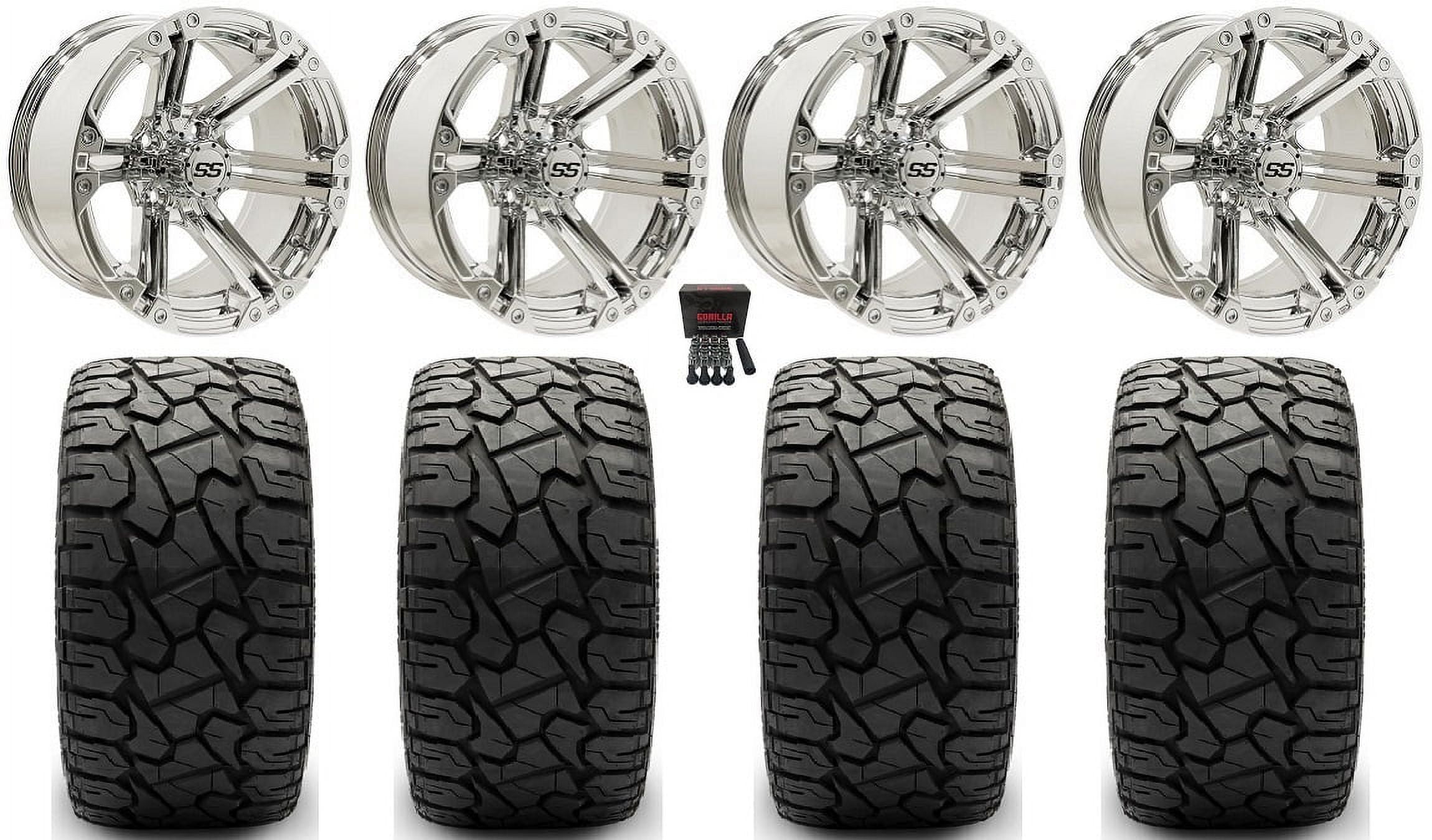 GTW Specter 12" Golf Wheels Chrome 23" X Comp X/T Tires E-Z-GO & Club ...
