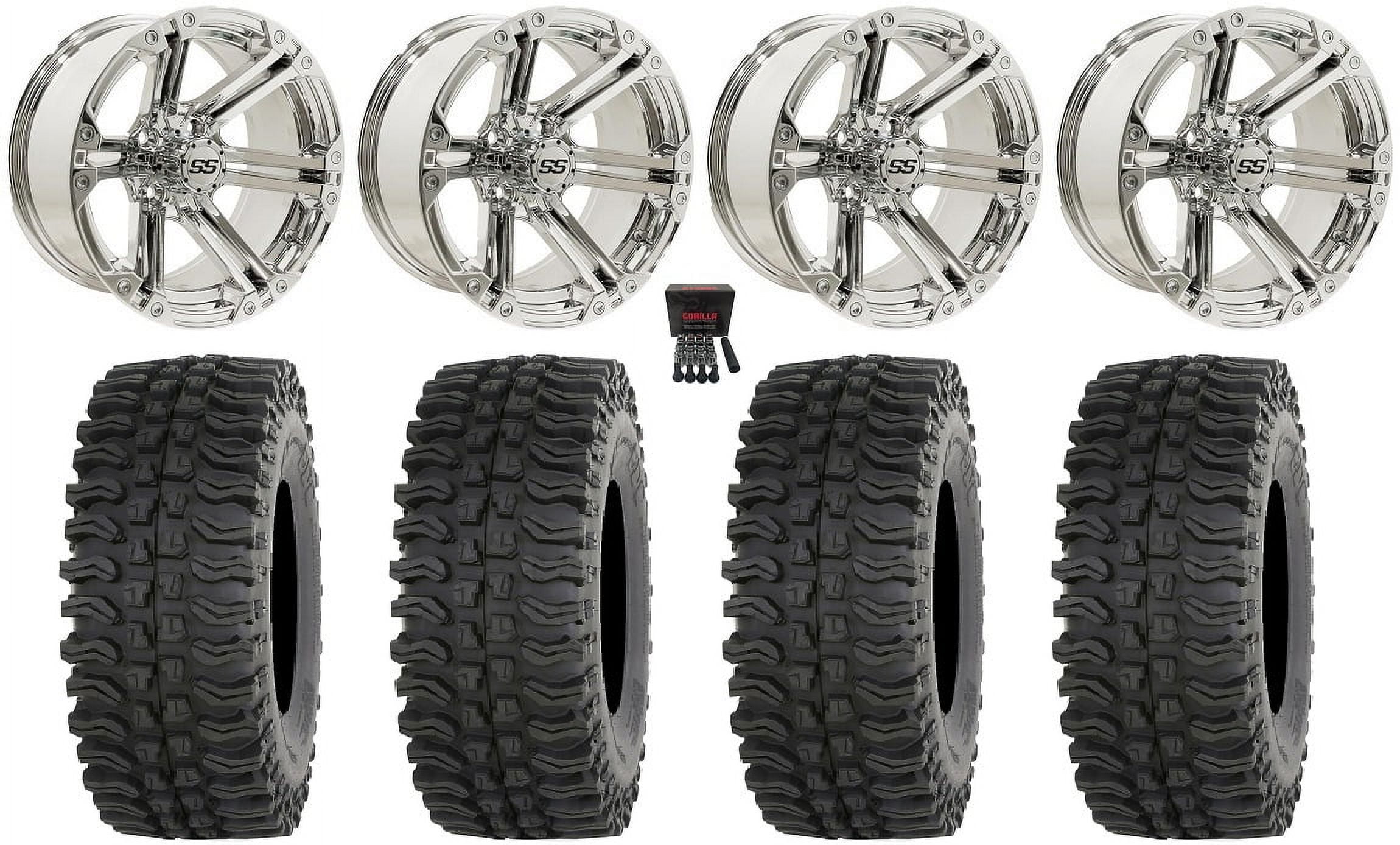 GTW Specter 14" Golf Cart Wheels Chrome 23" BDC Tires E-Z-GO & Club Car ...