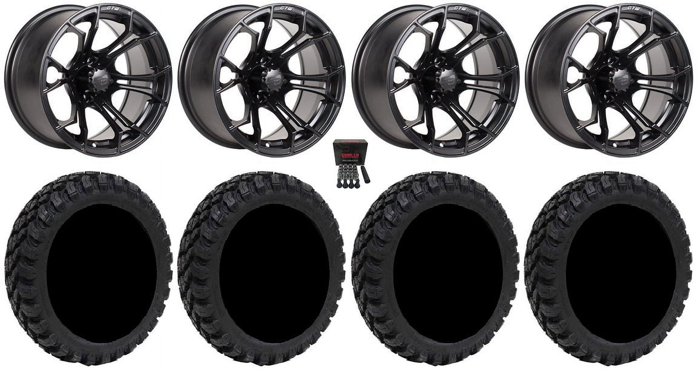 GTW Spyder 12" Golf Cart Wheels Black 20" Nomad Tires E-Z-GO & Club Car ...