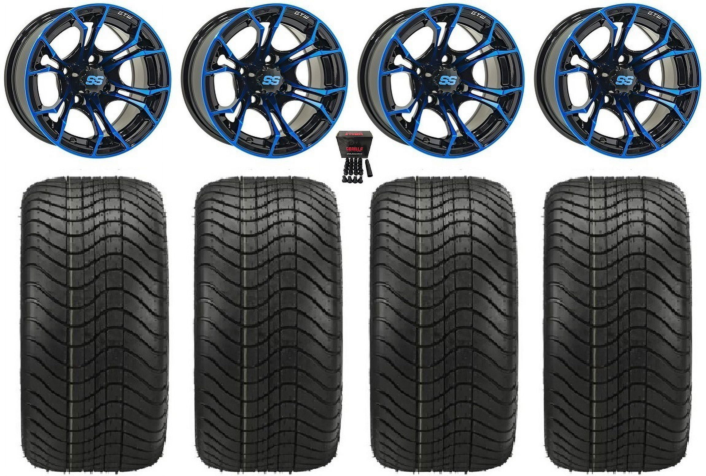 GTW Spyder 12" Golf Cart Wheels Blue Elite 215x40-12 Tires E-Z-GO ...
