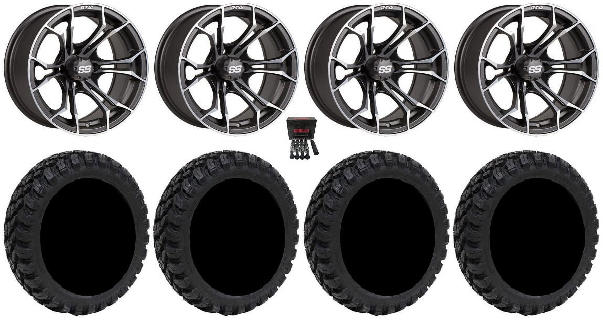 GTW Spyder 12" Golf Cart Wheels Gray 22" Nomad Tires E-Z-GO & Club Car ...