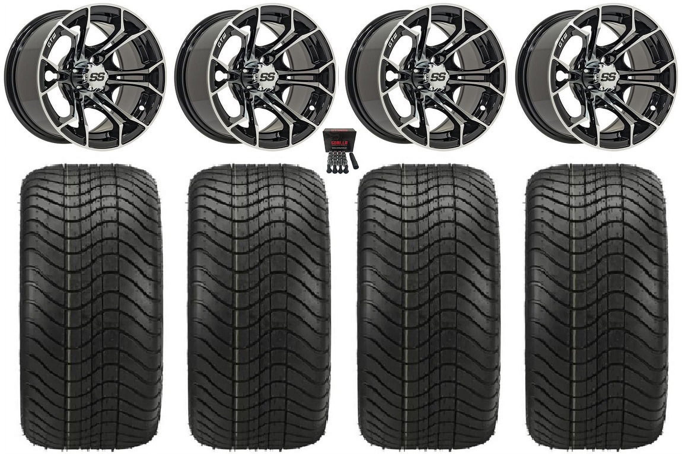 GTW Spyder 12" Golf Cart Wheels Machined Elite 215x40-12 Tires Yamaha ...
