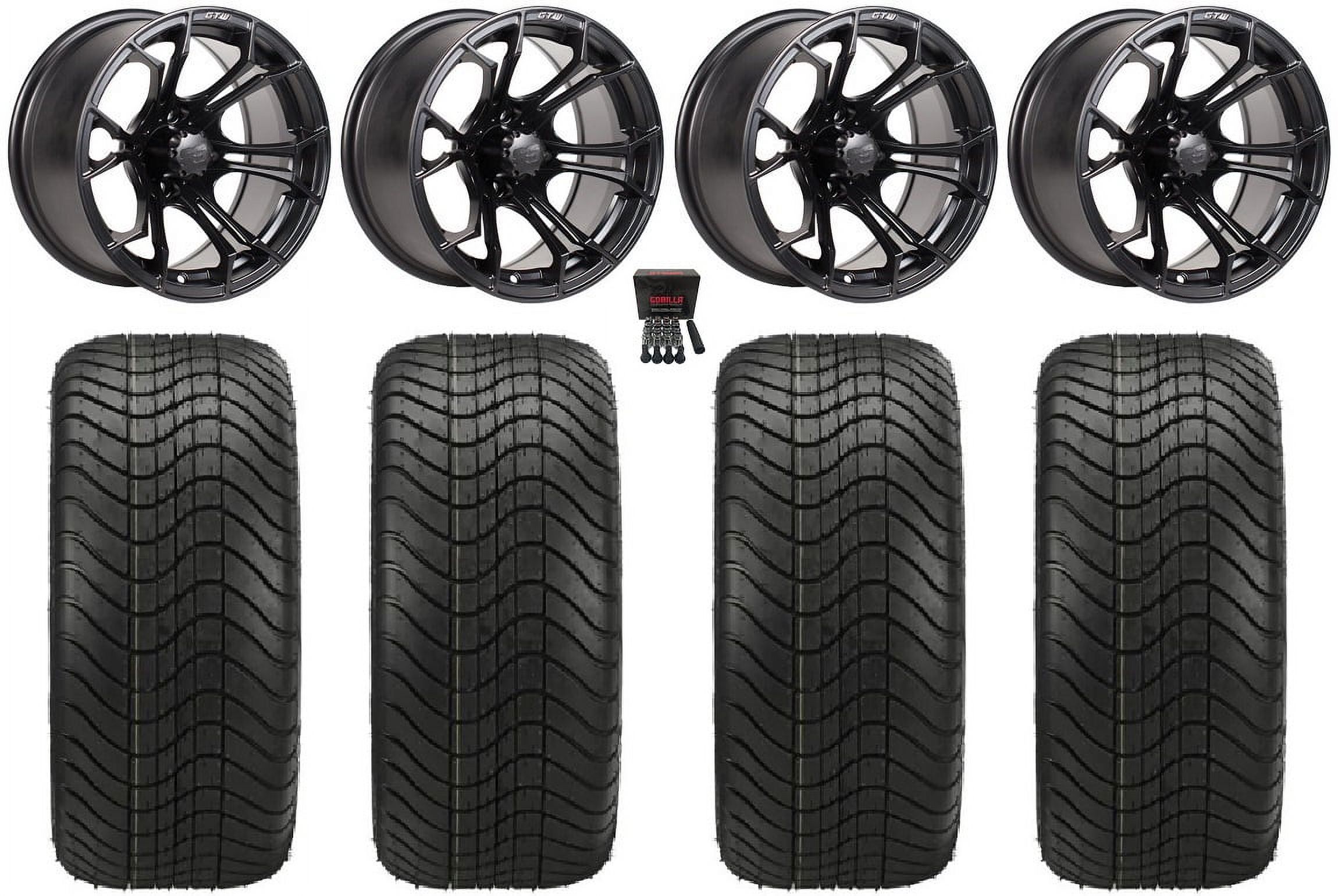 GTW Spyder 14" Golf Cart Wheels Black Elite 215x35-14 Tires E-Z-GO ...