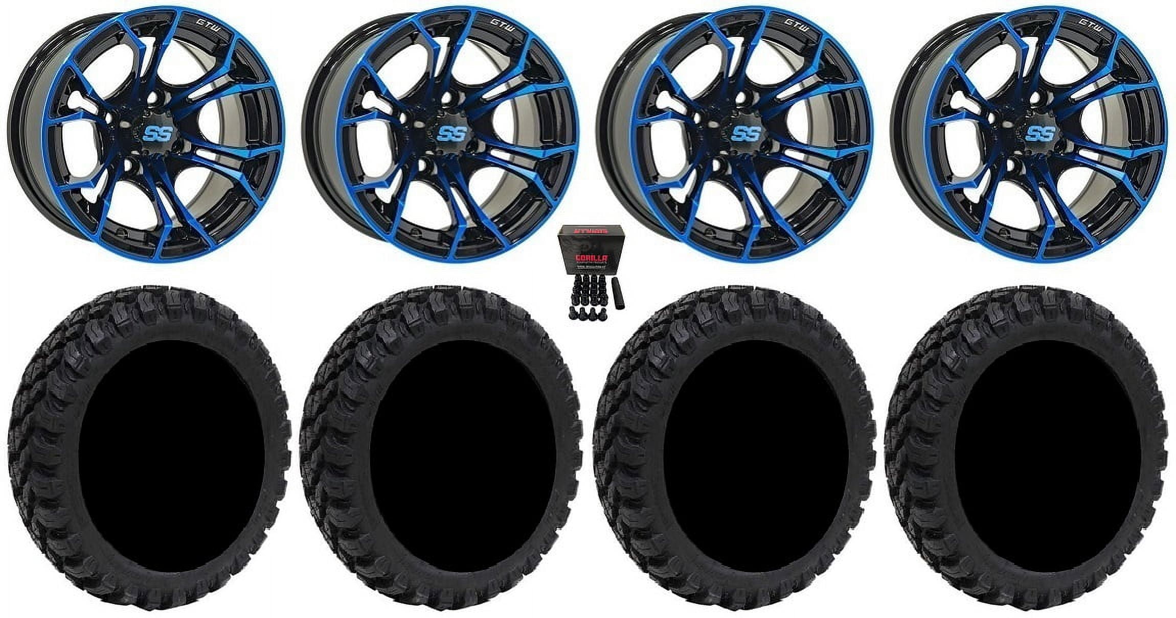 GTW Spyder 14" Golf Cart Wheels Blue 23" Nomad Tires E-Z-GO & Club Car ...