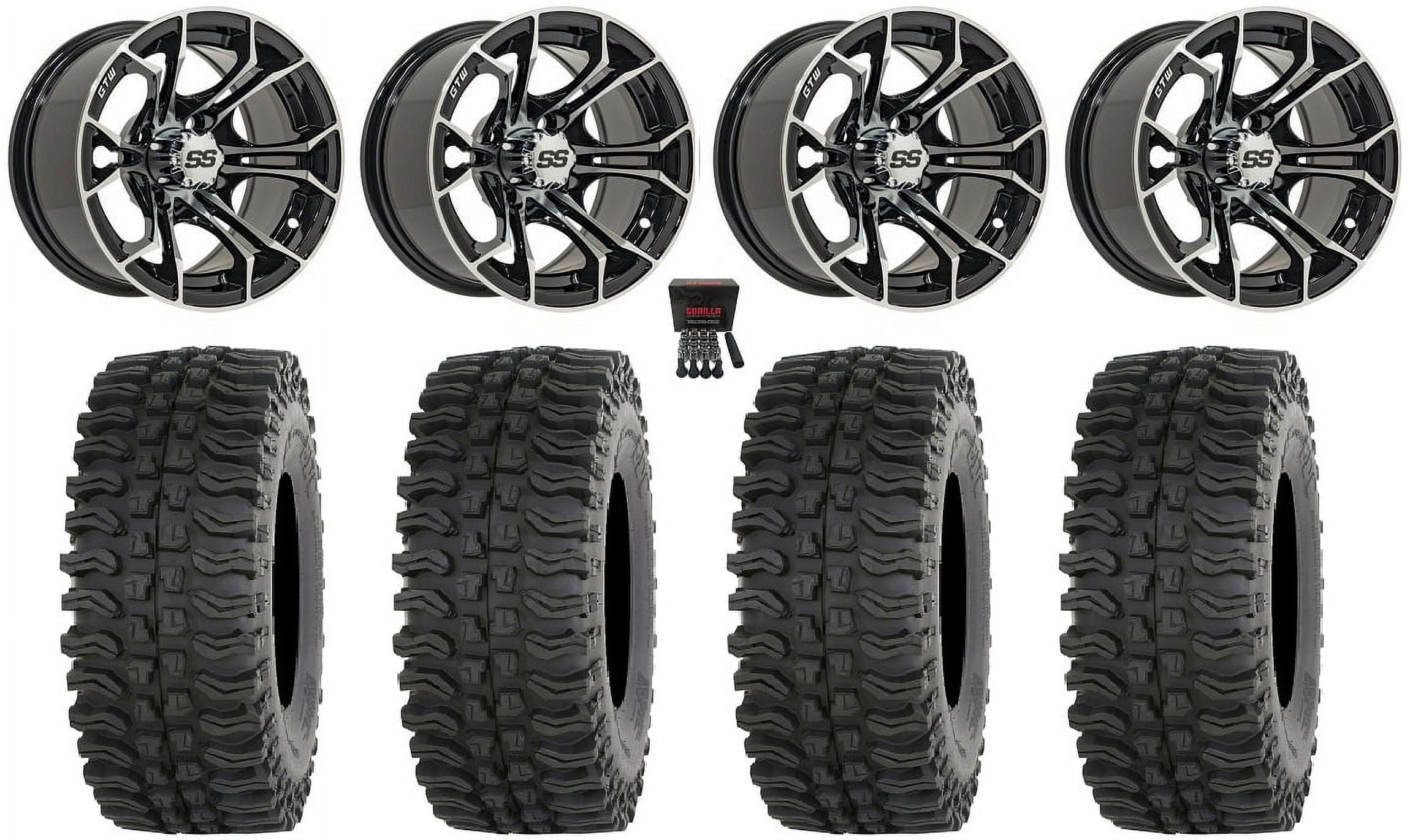 GTW Spyder 14" Golf Cart Wheels Machined 23" BDC Tires E-Z-GO & Club ...