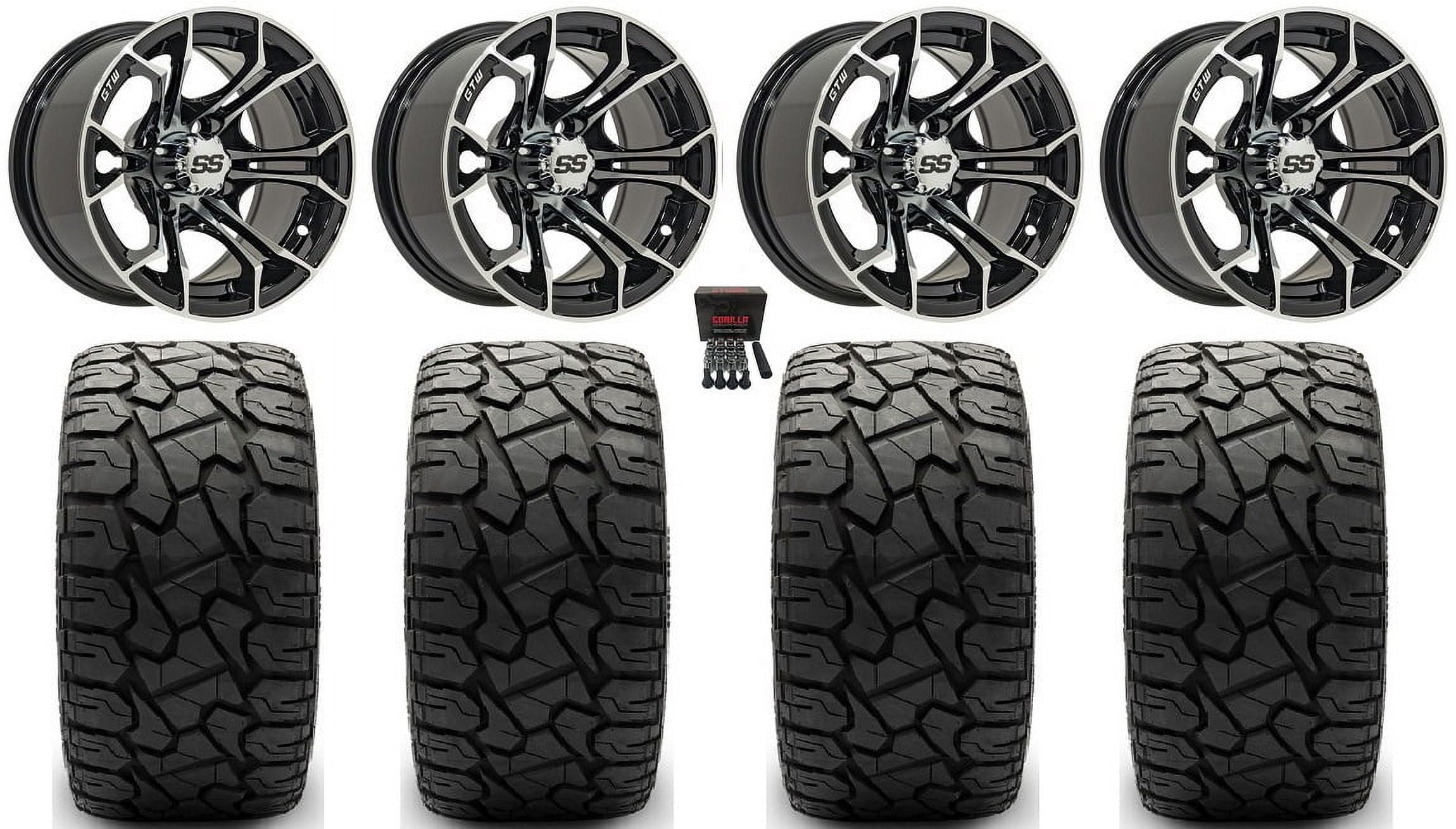 GTW Spyder 14" Golf Cart Wheels Machined 23" X Comp X/T Tires Yamaha ...