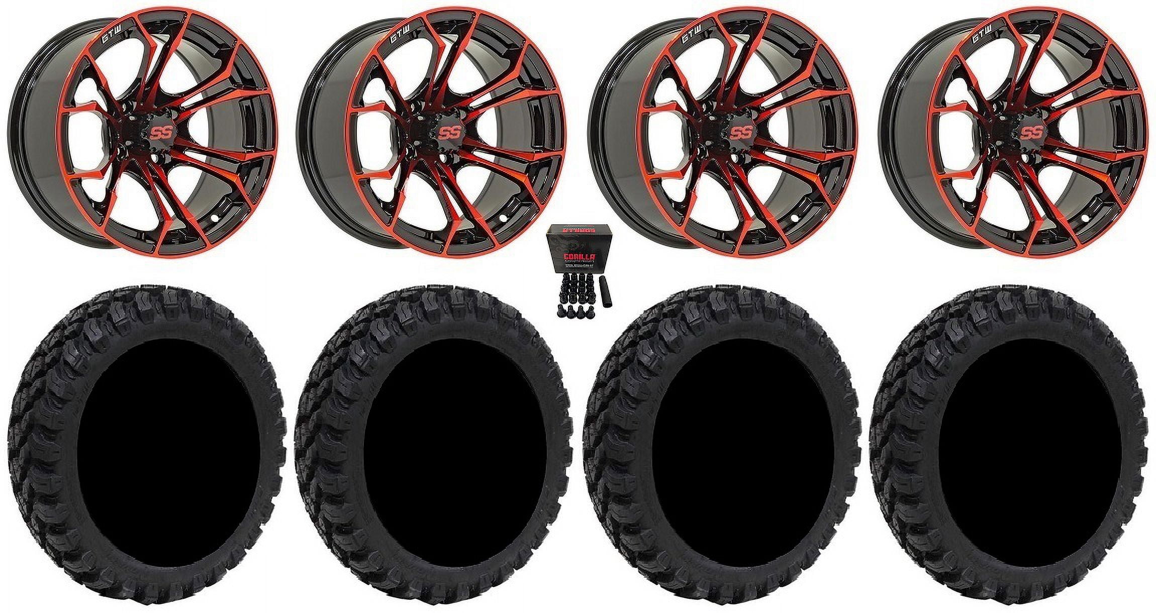 GTW Spyder 14" Golf Cart Wheels Red 23" Nomad Tires E-Z-GO & Club Car ...