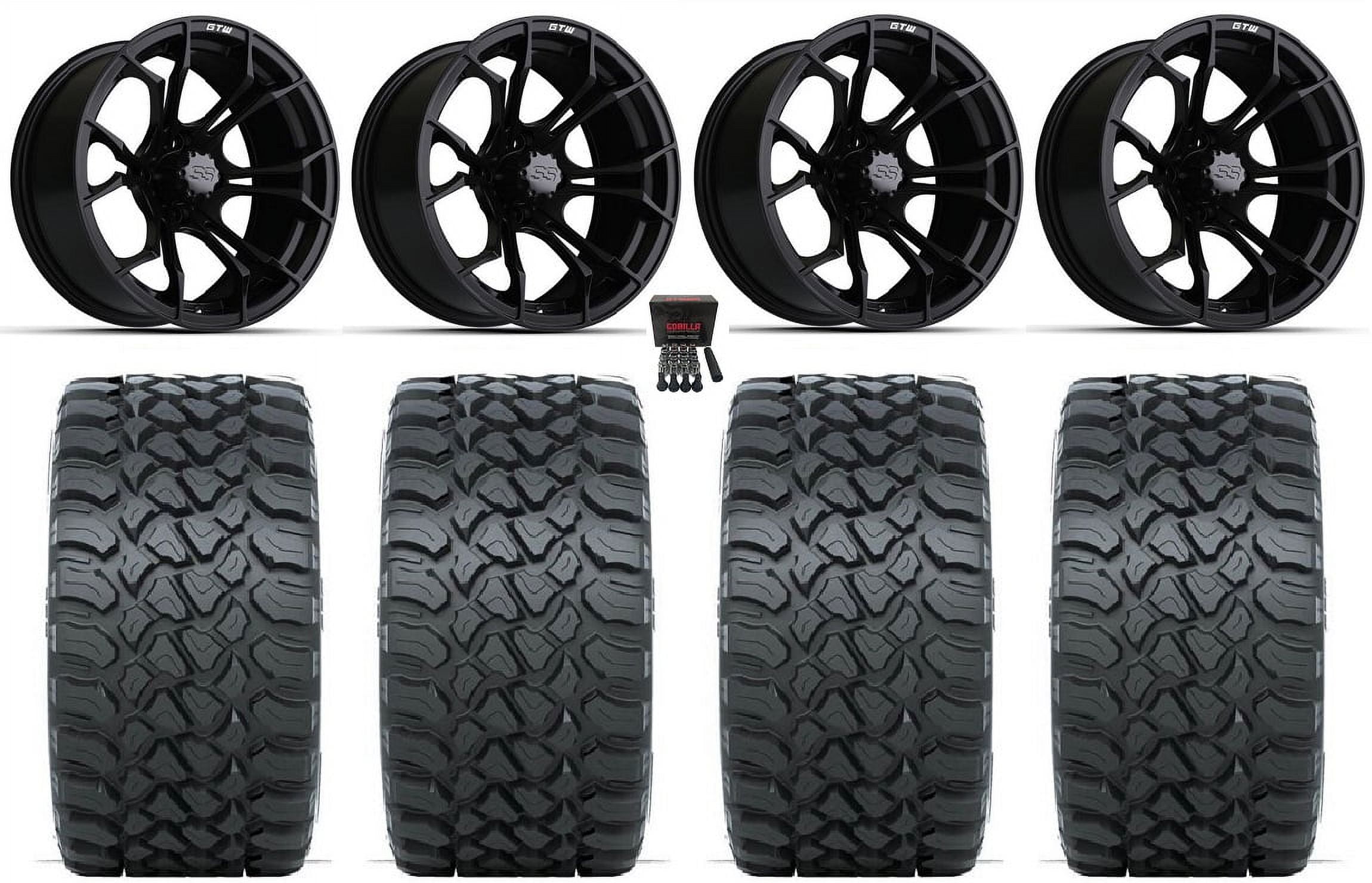 GTW Spyder 15" Golf Cart Wheels Matte Black 23" Nomad Tires E-Z-GO ...