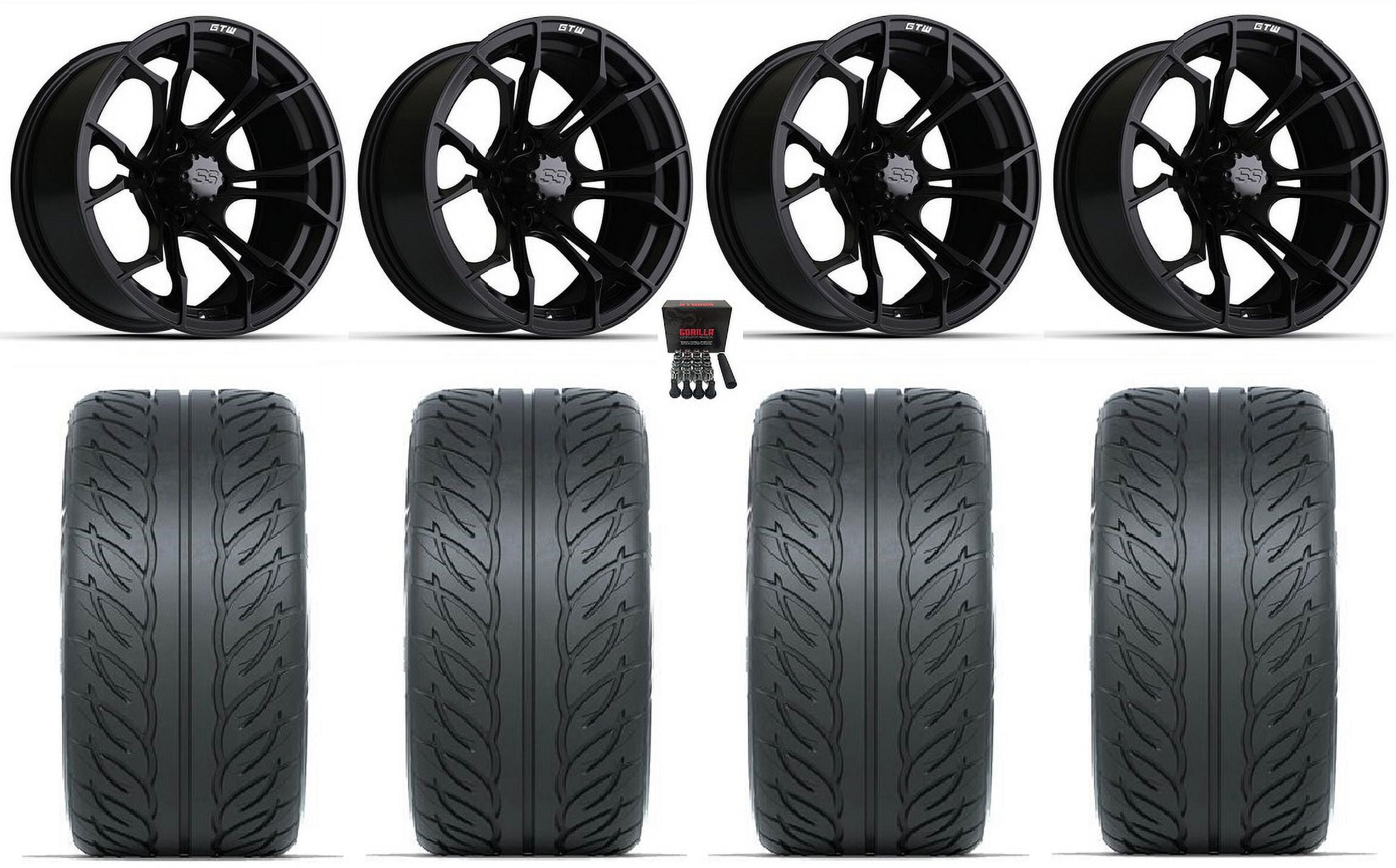 GTW Spyder 15" Golf Wheels Matte Bk Fusion GTR 215x40-15 Tires Yamaha ...