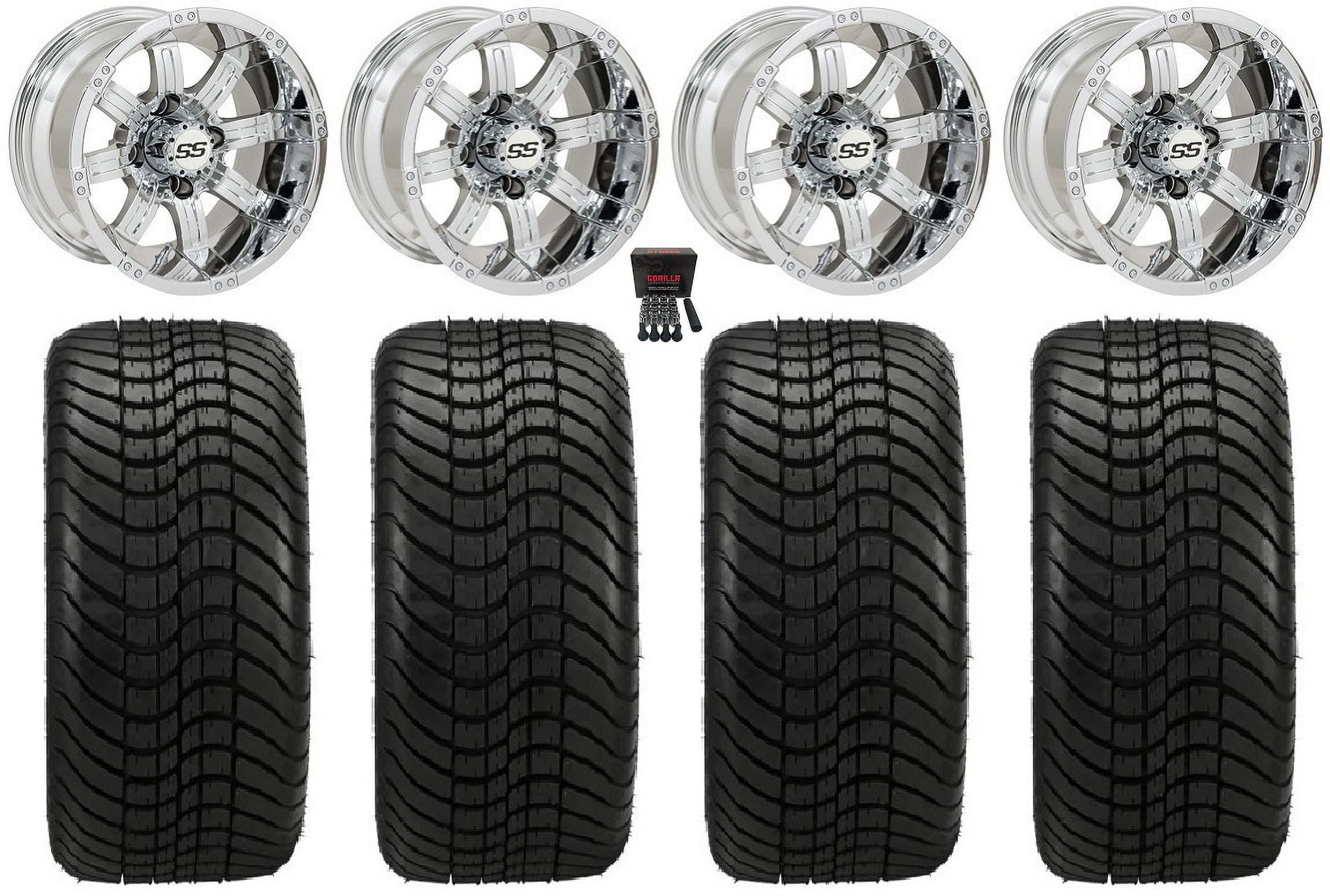 GTW Tempest 12" Golf Cart Wheels Chrome Elite 215x35-12 Tires Yamaha ...