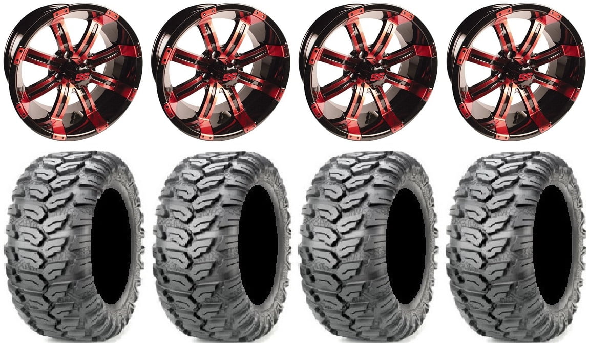 GTW Tempest 12" Golf Cart Wheels Red 23" Ceros Tires Yamaha - Walmart.com