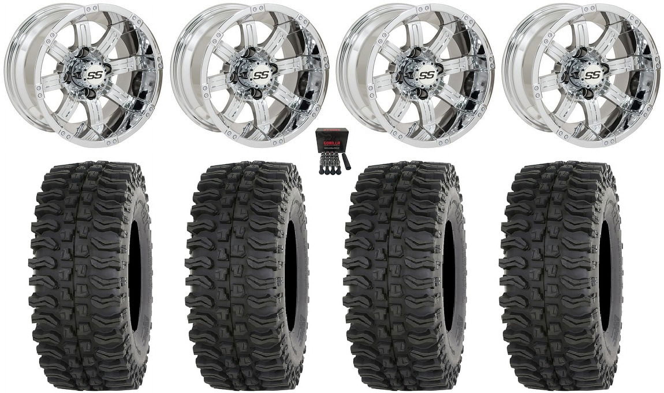 GTW Tempest 14" Golf Cart Wheels Chrome 23" BDC Tires E-Z-GO & Club Car ...