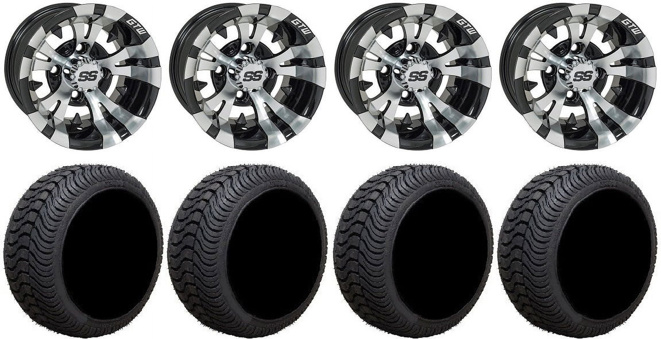 GTW Vampire 12" Golf Cart Wheels Black 215x35 Cruze Tires E-Z-GO & Club ...