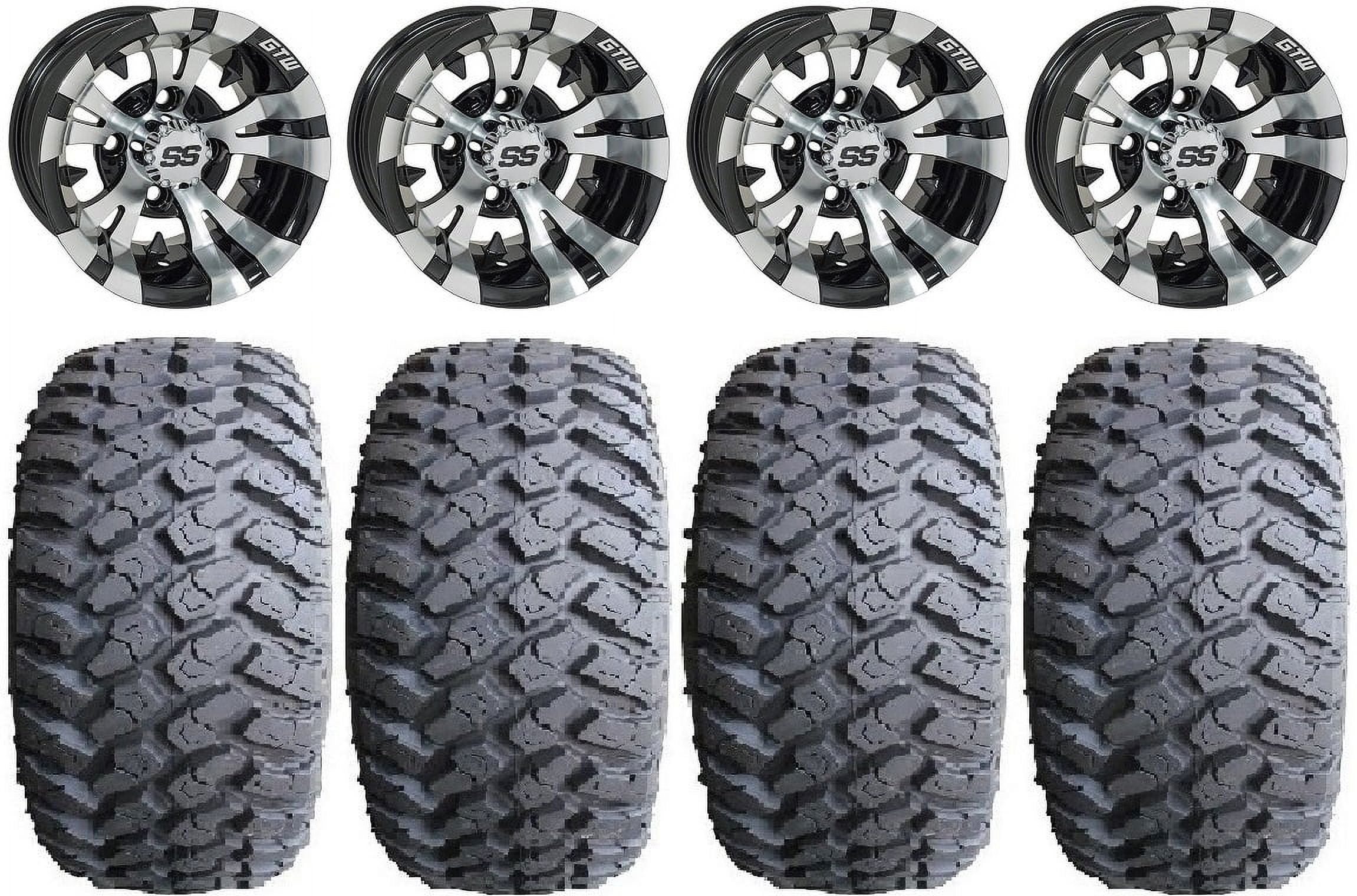 GTW Vampire 12" Golf Cart Wheels Black 23" Hammer Tires E-Z-GO & Club ...