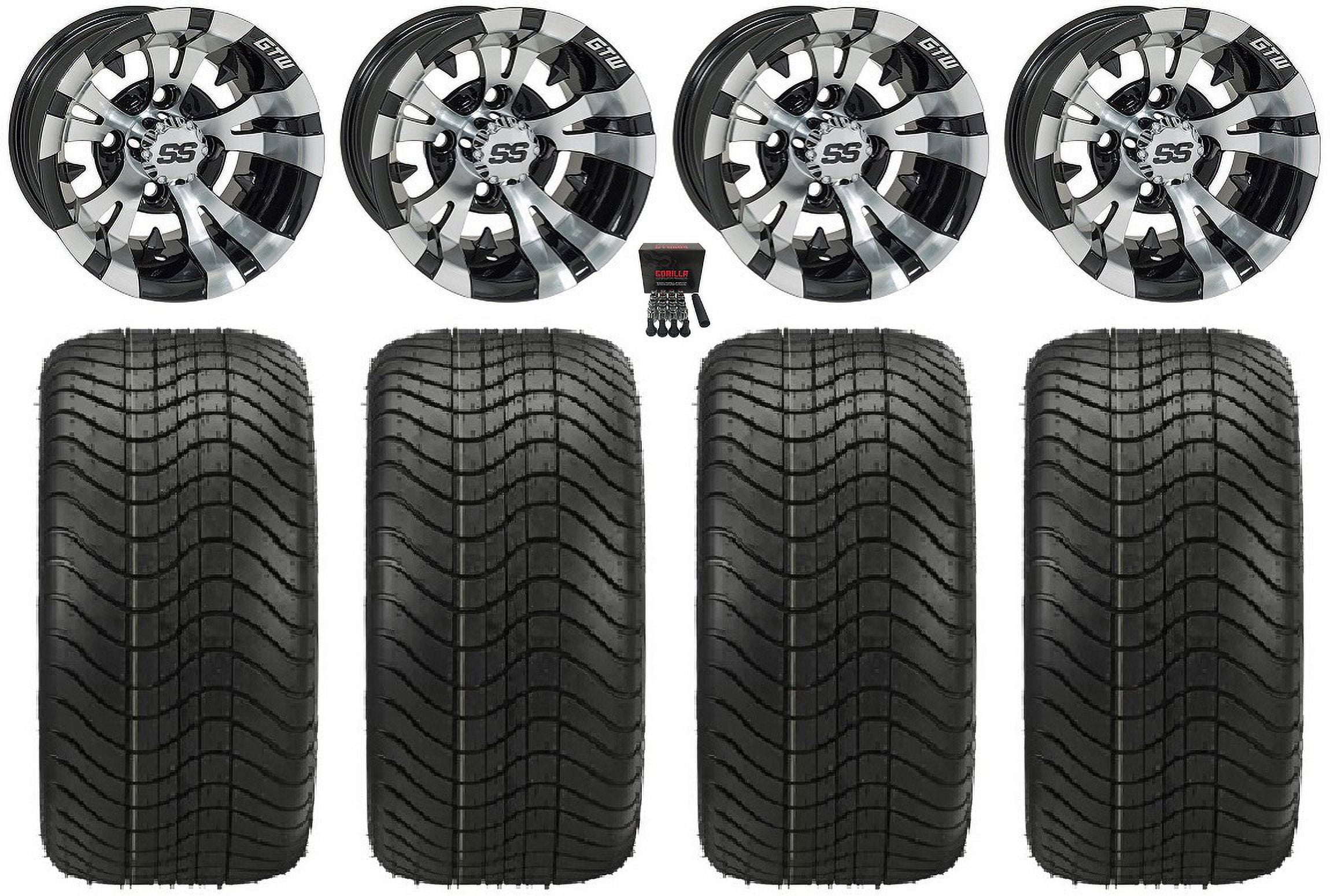 GTW Vampire 12" Golf Cart Wheels Black Elite 215x40-12 Tires E-Z-GO ...