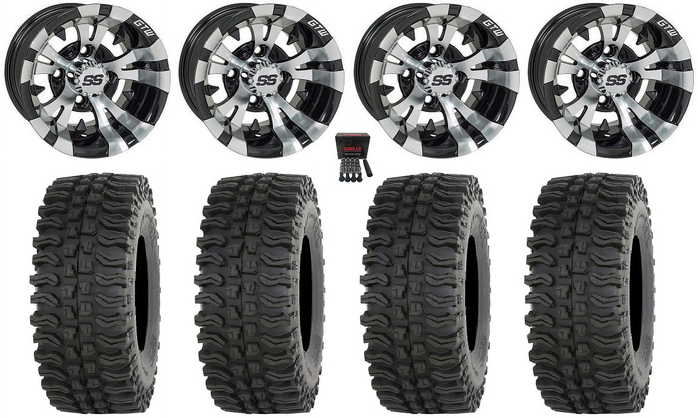 GTW Vampire 14" Golf Cart Wheels Black 23" BDC Tires E-Z-GO & Club Car ...