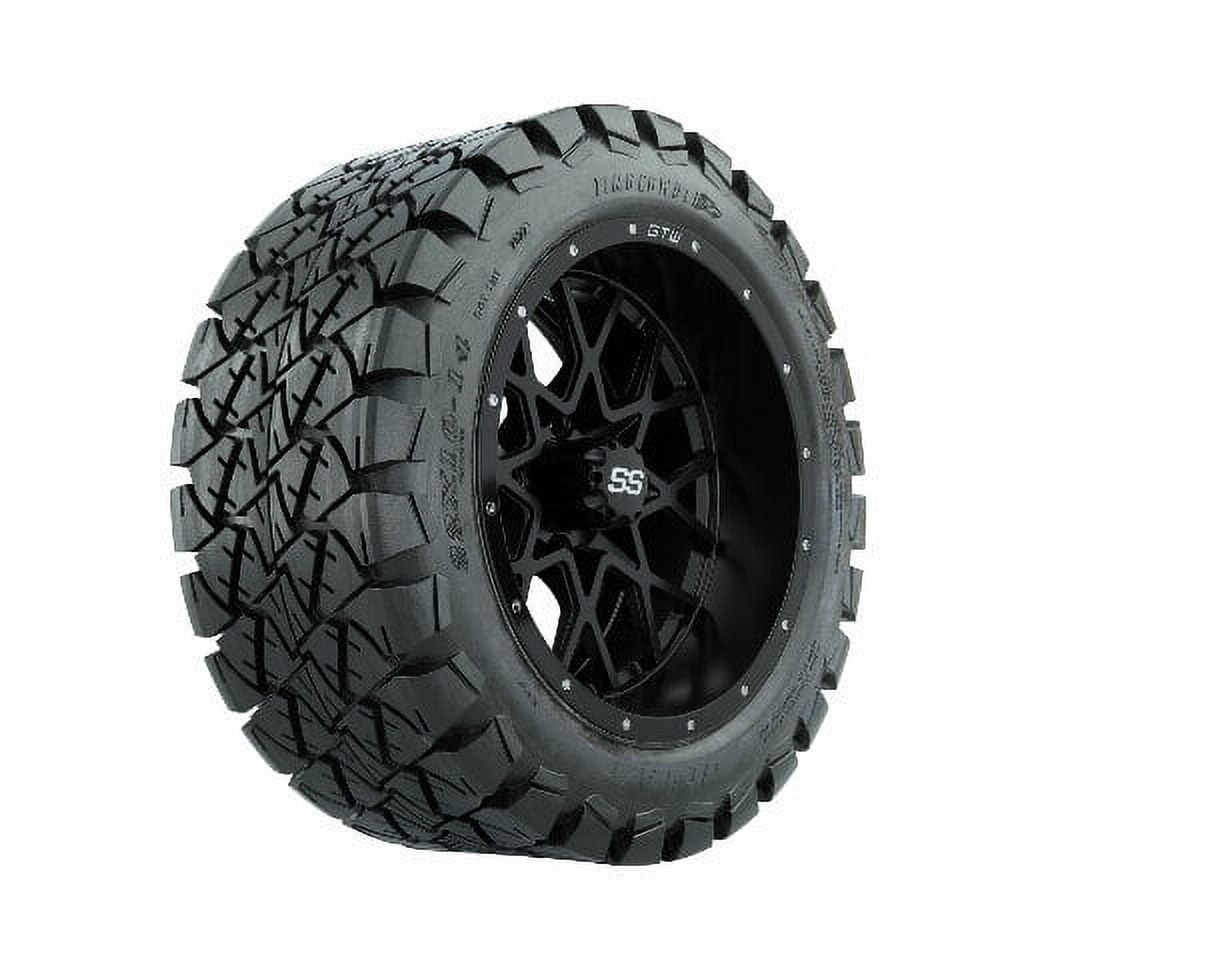 GTW Vortex 14 inch Matte Black Golf Cart Wheels on 22x10-14 (22") Timberwolf All-Terrain Golf ...