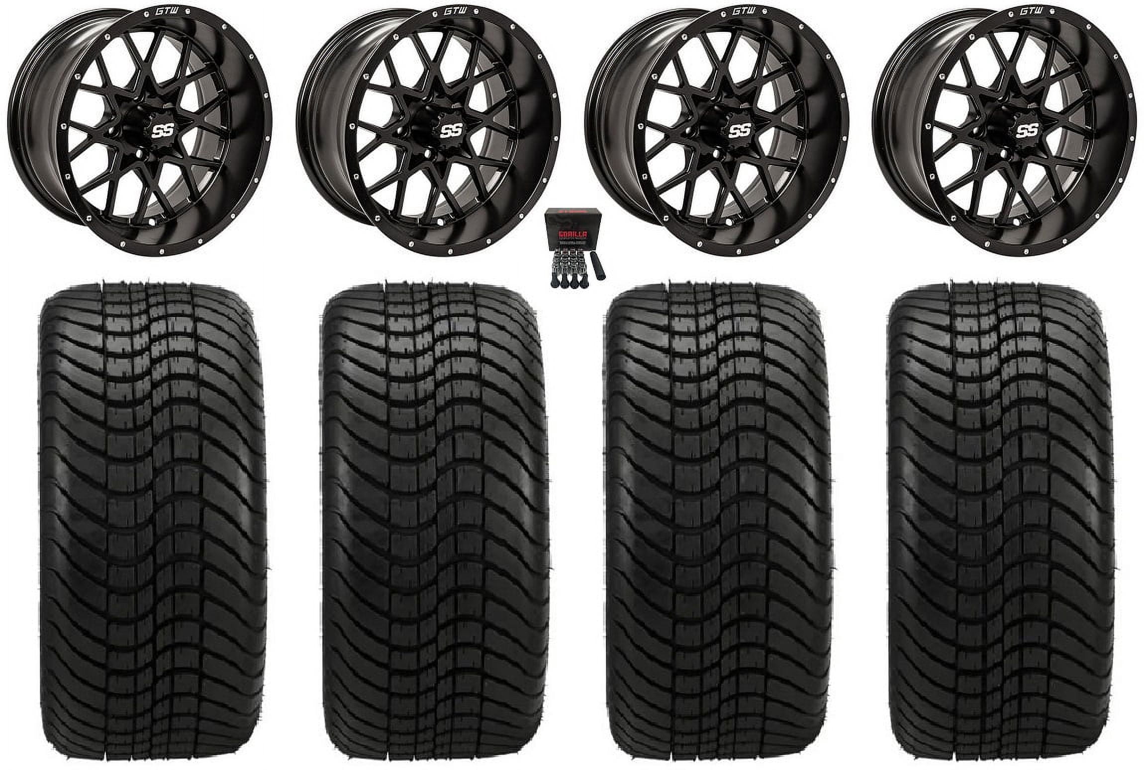 GTW Vortex 2 12" Golf Cart Wheels Black Elite 215x35-12 Tires E-Z-GO ...