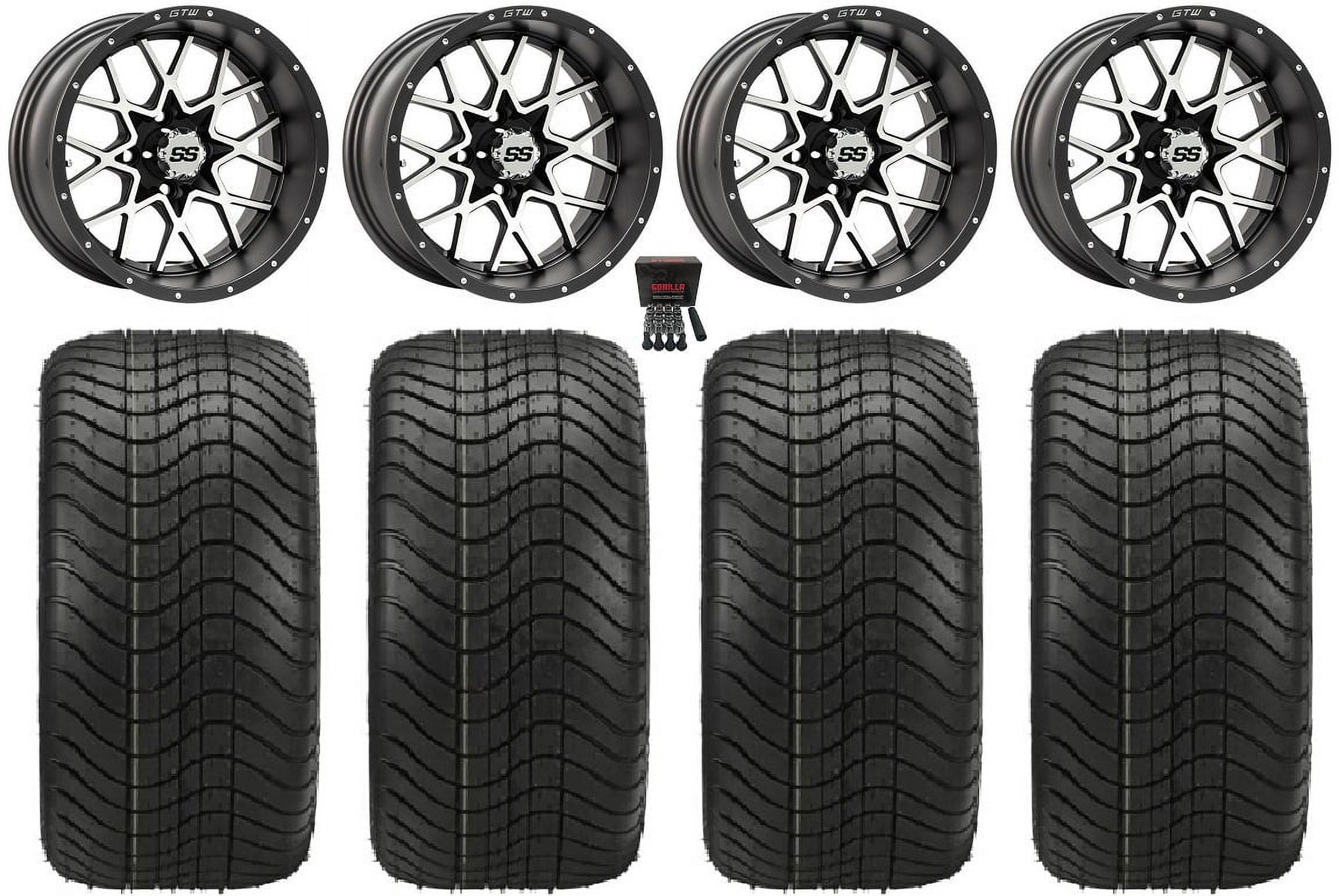 GTW Vortex 2 12" Golf Cart Wheels Gray Elite 215x40-12 Tires E-Z-GO ...