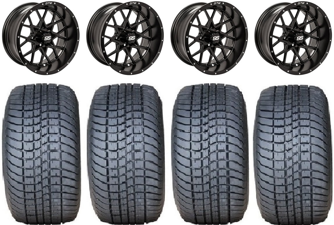 GTW Vortex 2 12" Golf Wheels Black 215x50 Pro Rider Tires E-Z-GO & Club ...