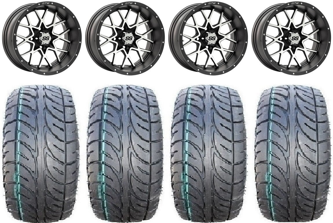 GTW Vortex 2 14" Golf Cart Wheels Gray 205x30 Fusion ST Tires Yamaha - Walmart.com