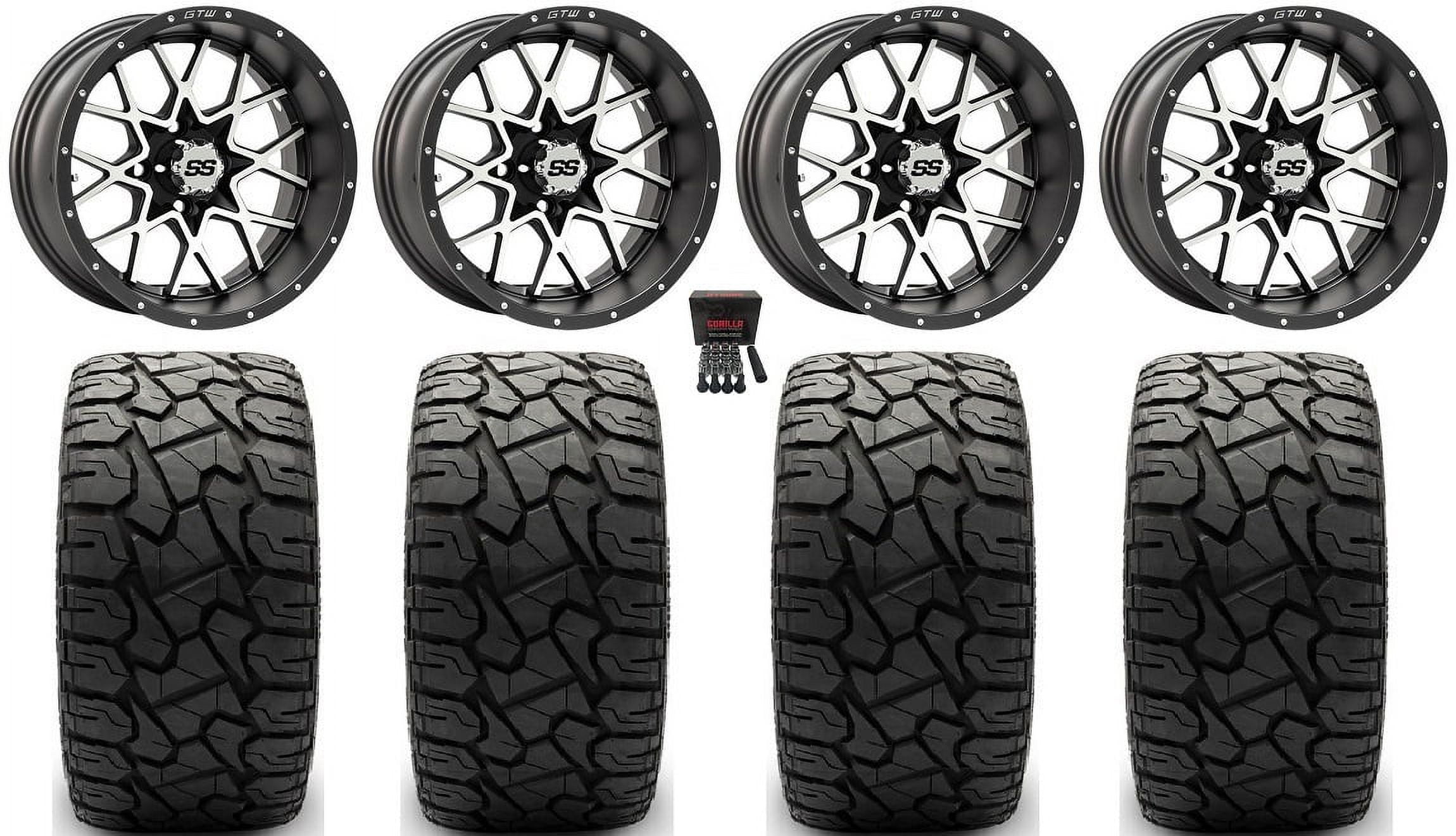GTW Vortex 2 14" Golf Cart Wheels Gray 205x35 X Comp X/T Tires E-Z-GO ...