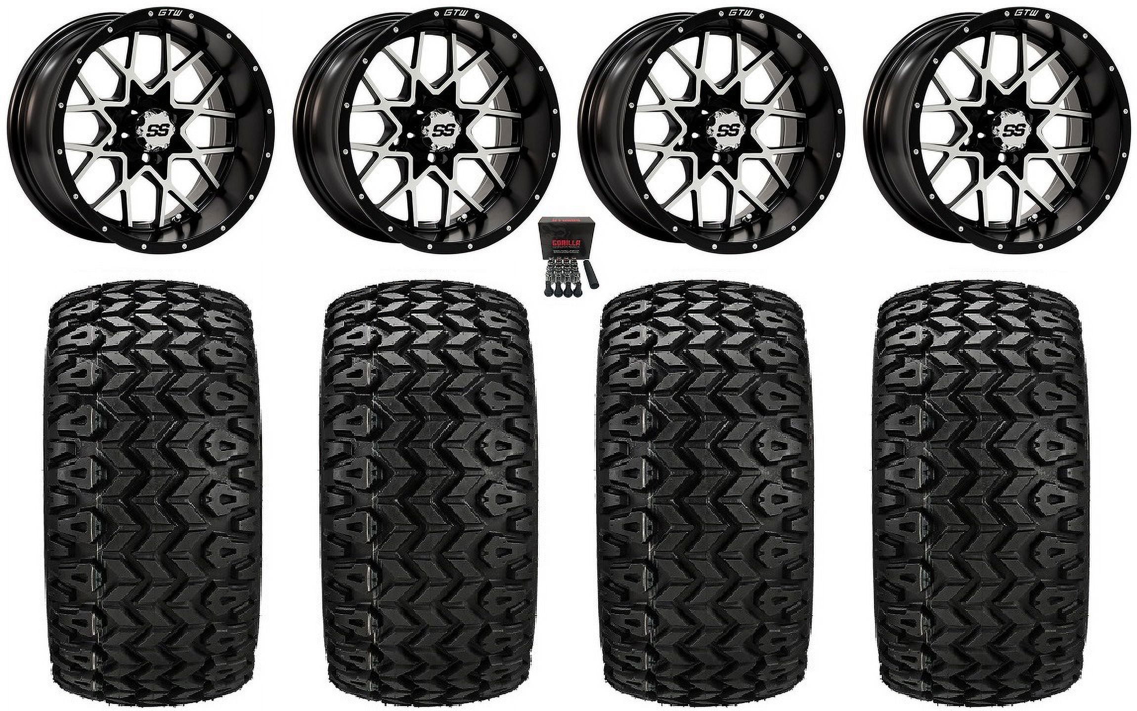 GTW Vortex 2 14" Golf Cart Wheels Machined 23" Sierra Sport Tires ...