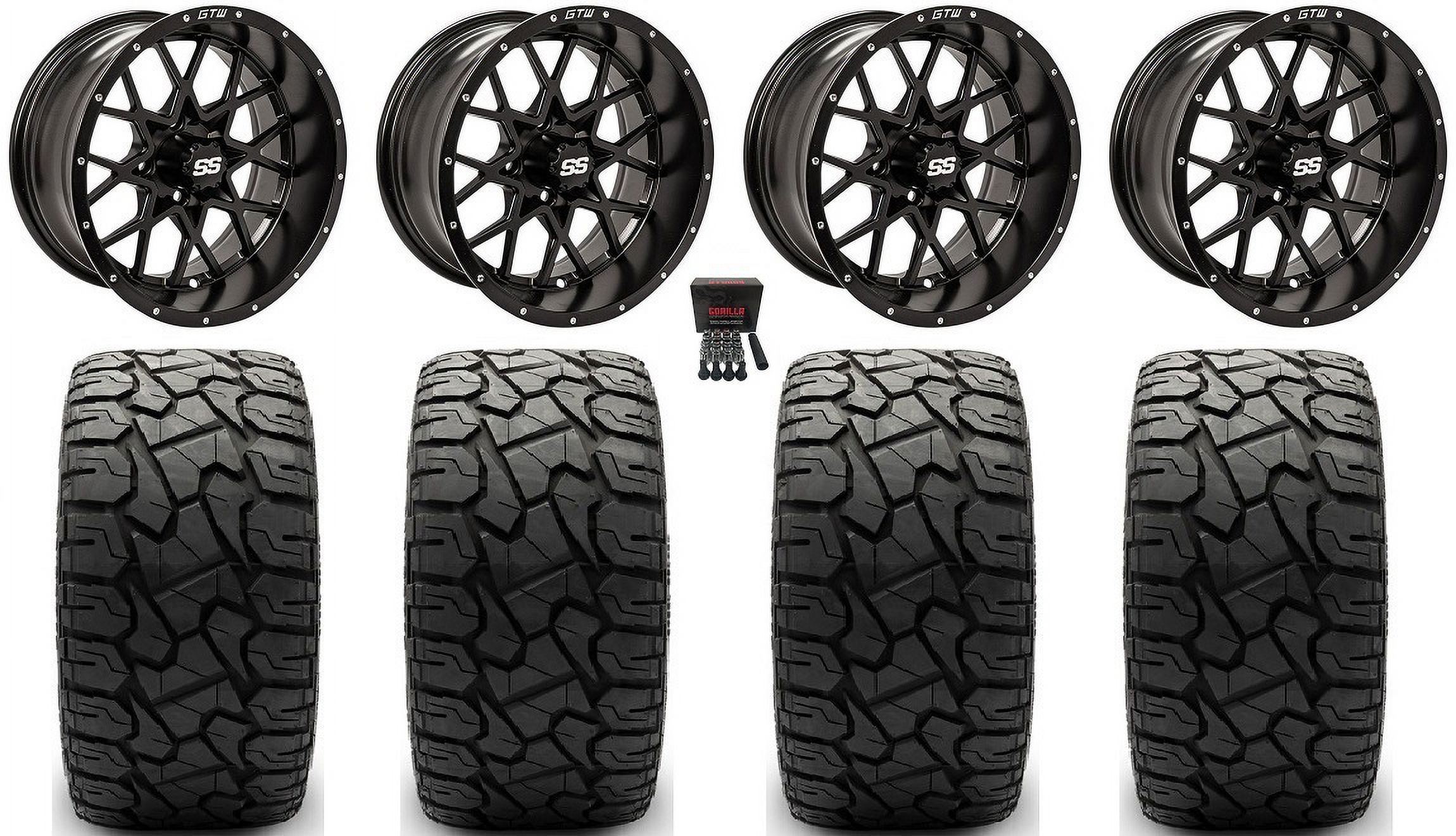 GTW Vortex 2 14" Golf Wheels Black 205x35 X Comp X/T Tires E-Z-GO ...
