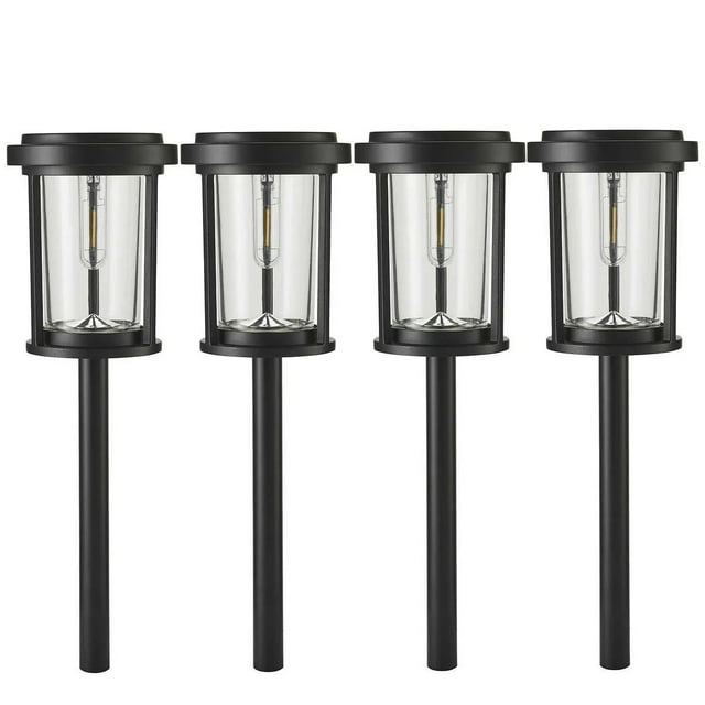 GTX Vintage Style 17.2-Inch Solar LED Pathway Lights in Black Finish ...
