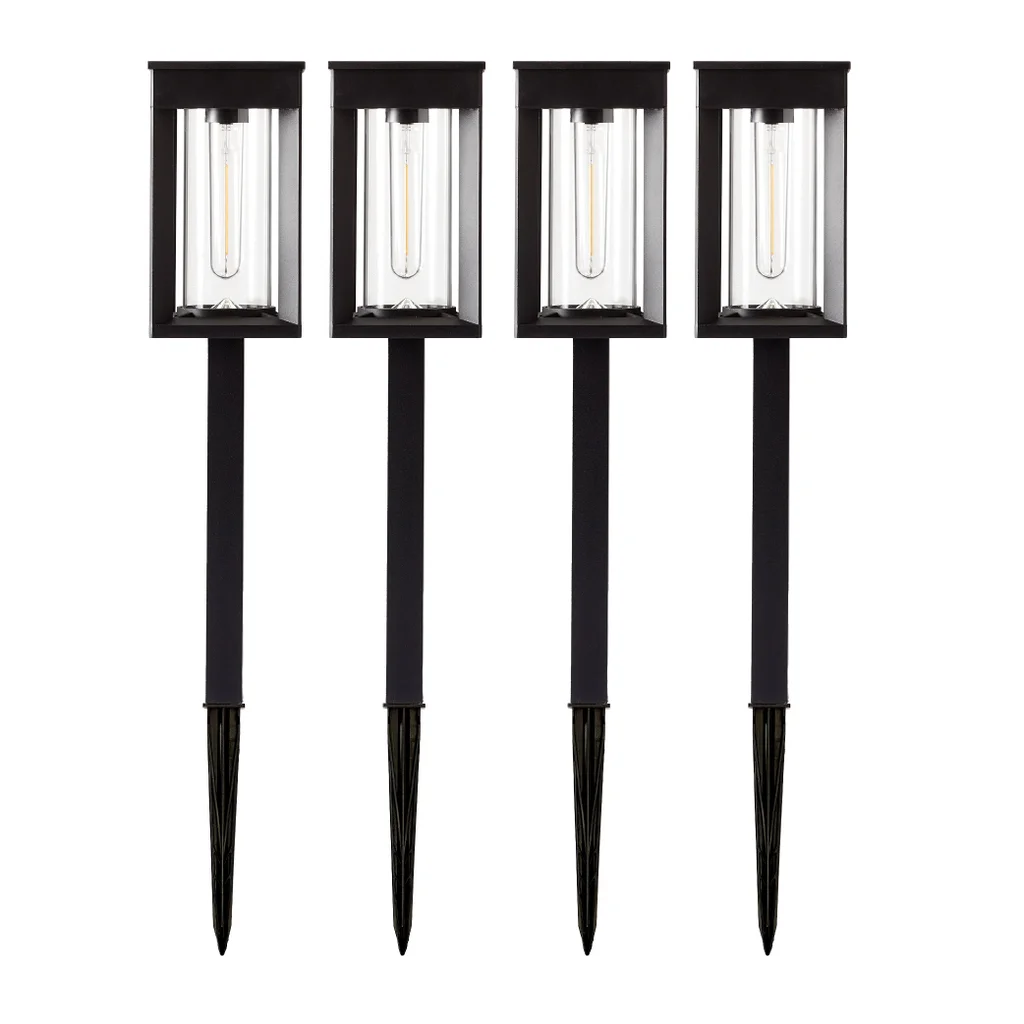 GTX Vintage-Style LED Solar Pathway Lights 4PK, Black Finish - Walmart.com
