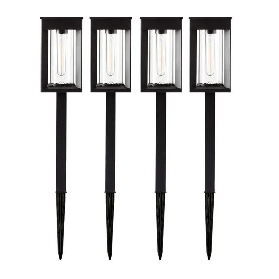 GTX Vintage-Style LED Solar Pathway Lights 4PK, Black Finish - Walmart.com