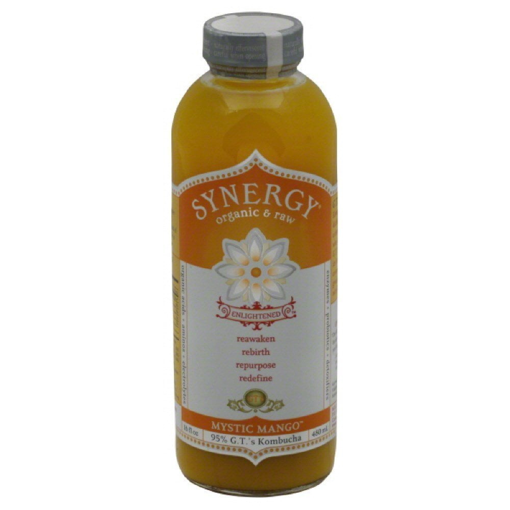 GTs Enlightened Synergy Organic and Raw Kombucha Mystic Mango, 16 Ounce ...