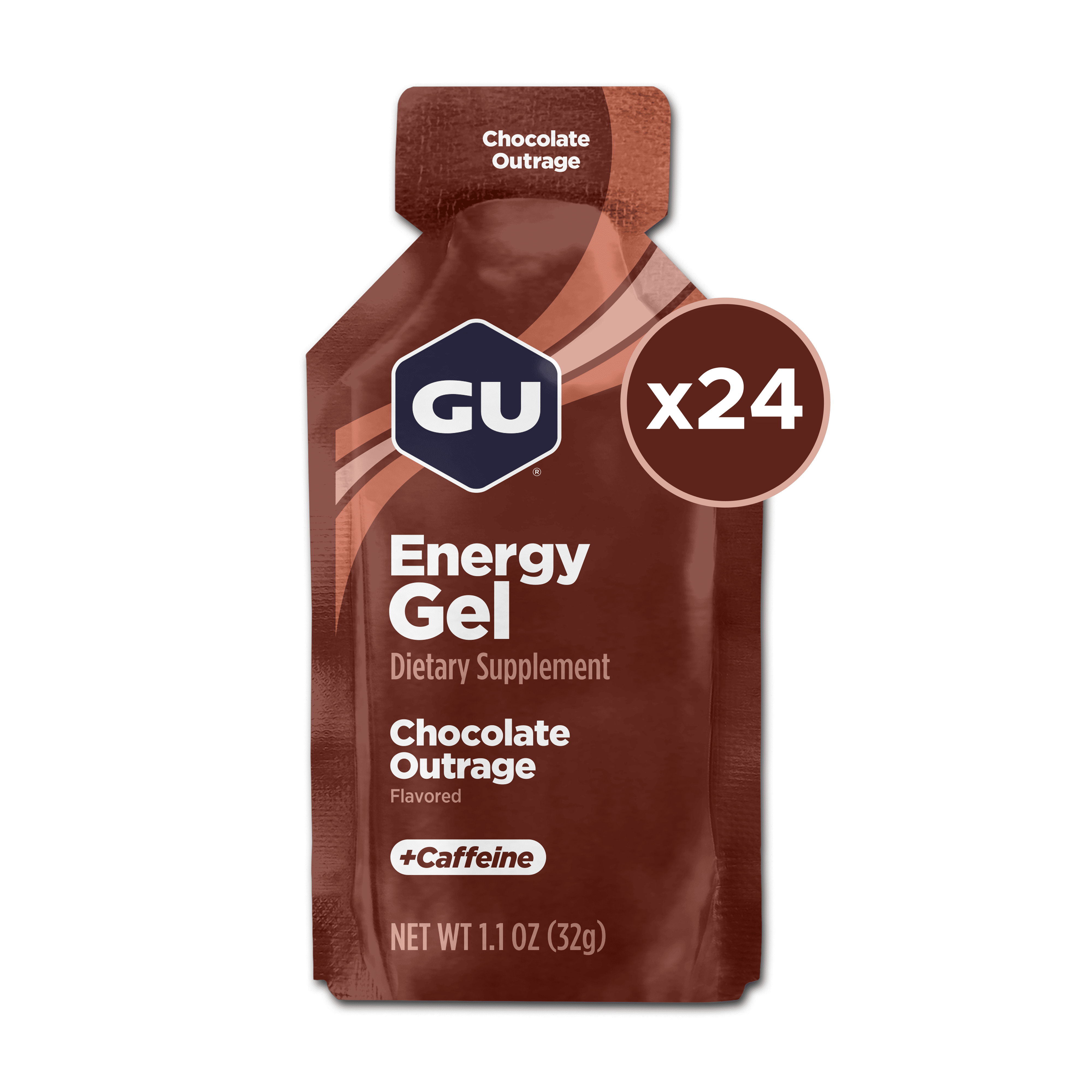 GU Original Sports Nutrition Energy Gel, Chocolate Outrage with Caffeine, 24 Ct for Runners ...