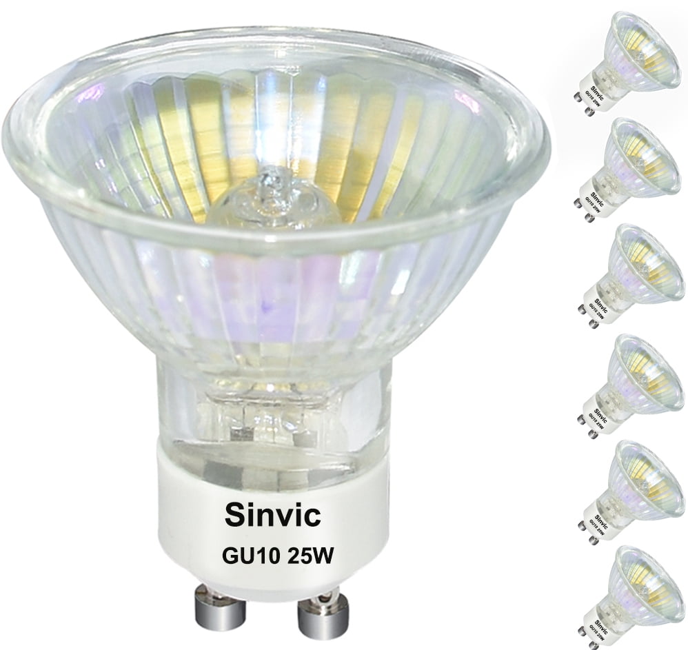 GU10 Halogen 25W Bulbs, 6 Pack GU10+C 120V 25W with 2800k Warm White ...